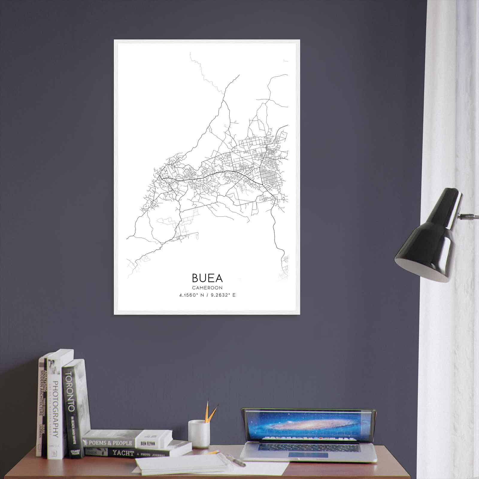 Buea Cameroon Map Poster, Buea City Road Wall Art Print - Custom Maps ...