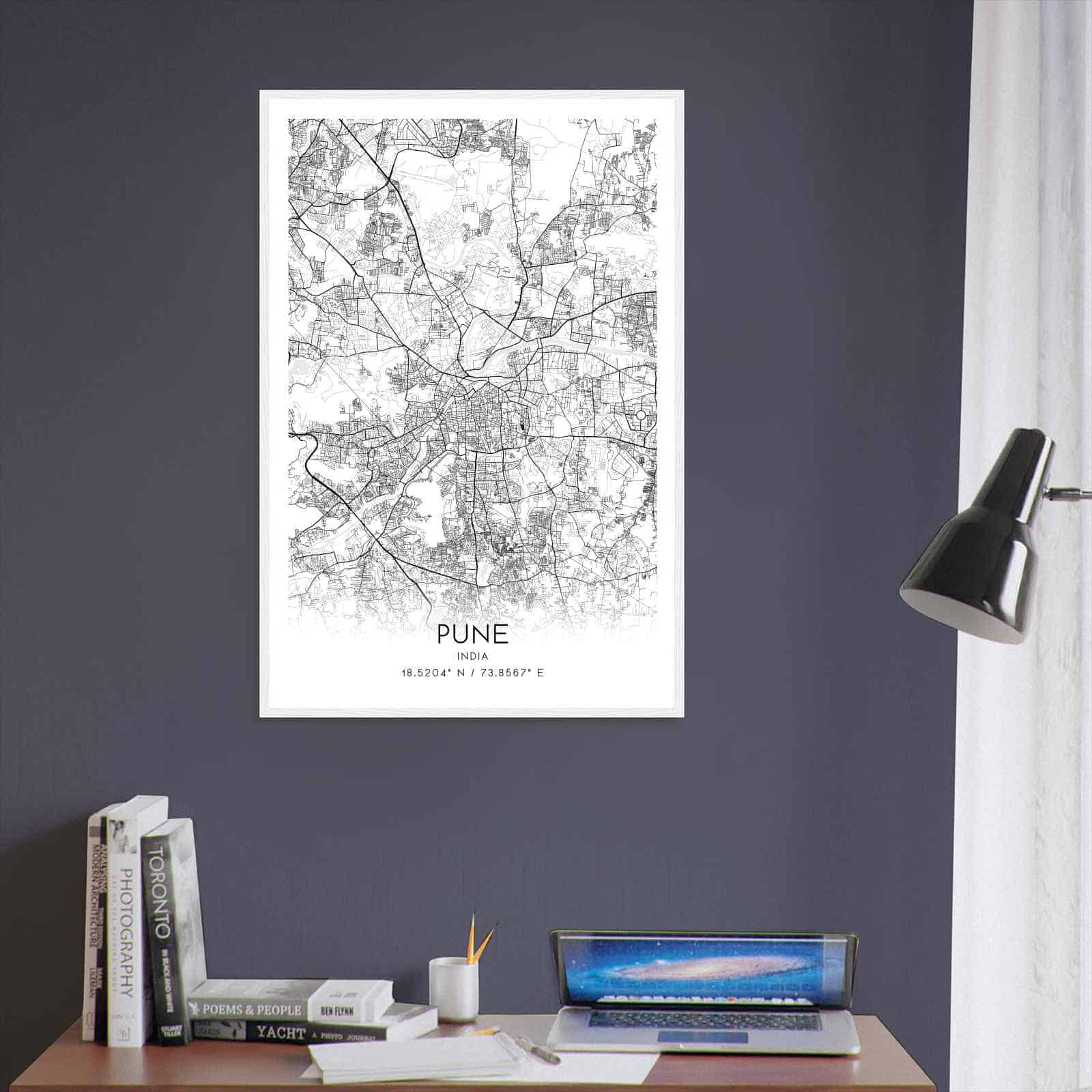 Pune India Map Poster, Pune City Road Wall Art Print - Custom Maps ...