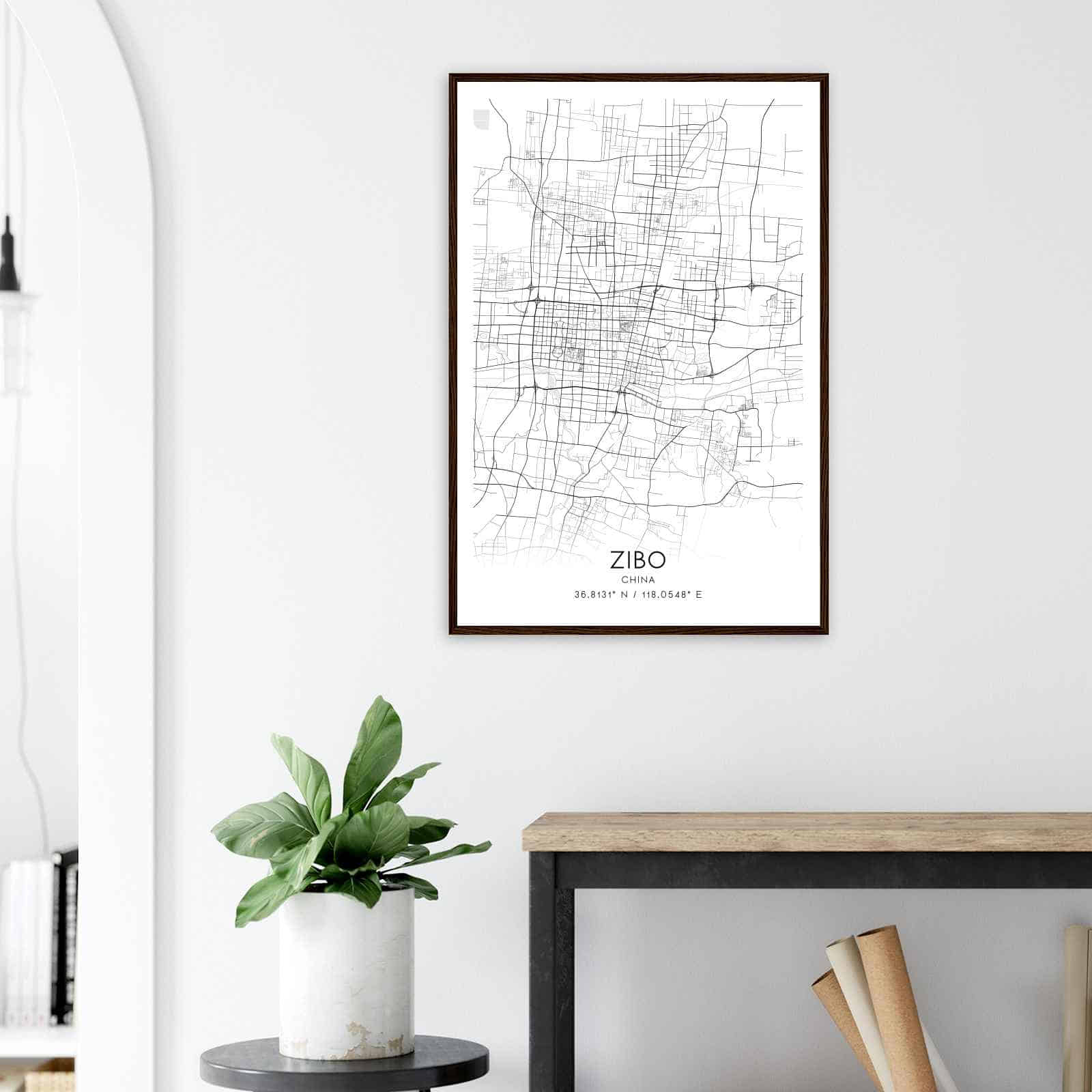 Zibo China Map Poster, Zibo City Road Wall Art Print - Custom Maps ...
