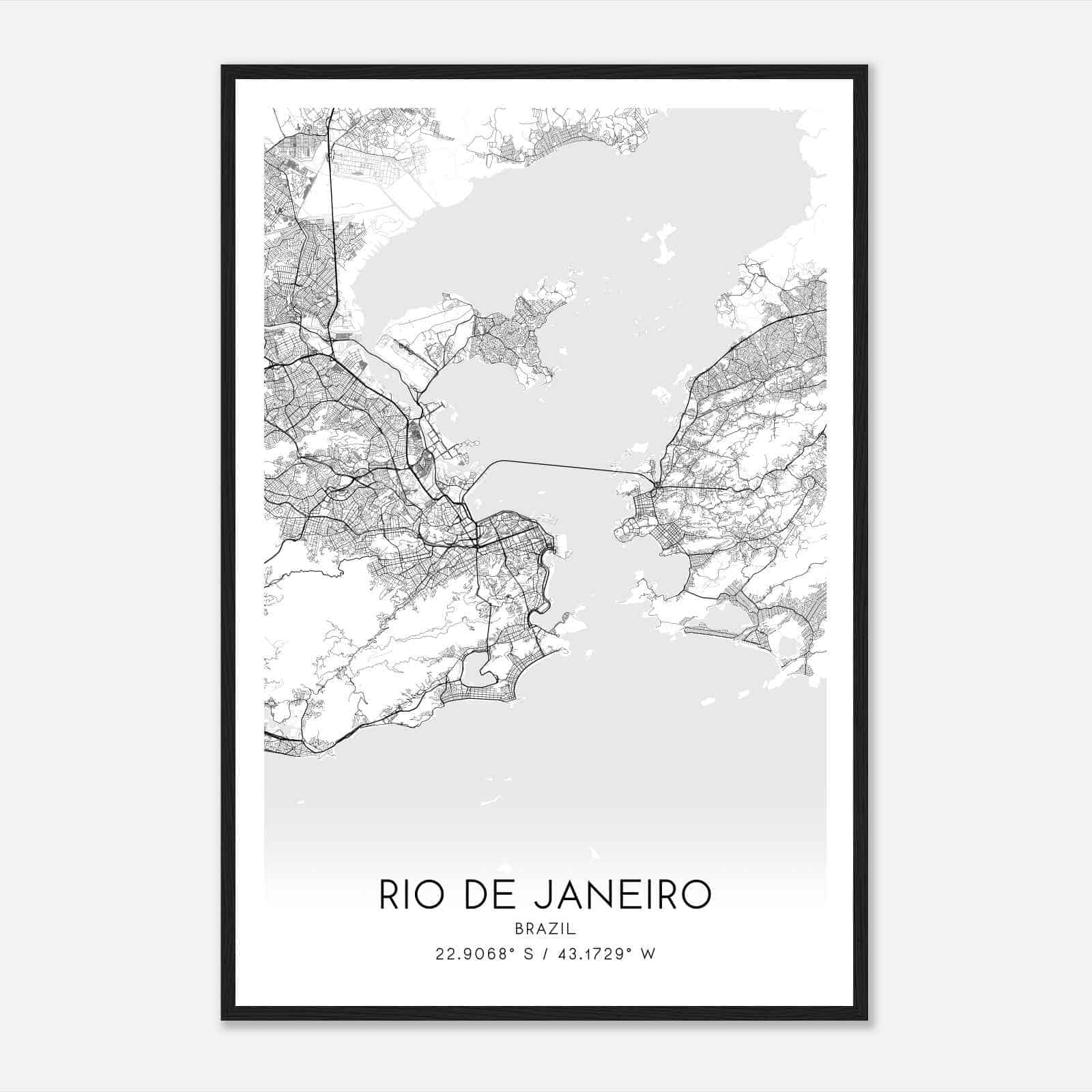 Rio de Janeiro Brazil Map Poster, Rio de Janeiro City Road Wall Art ...