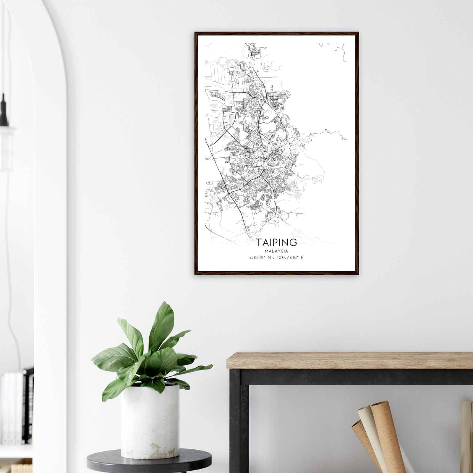 Taiping Malaysia Map Poster, Taiping City Road Wall Art Print - Custom ...