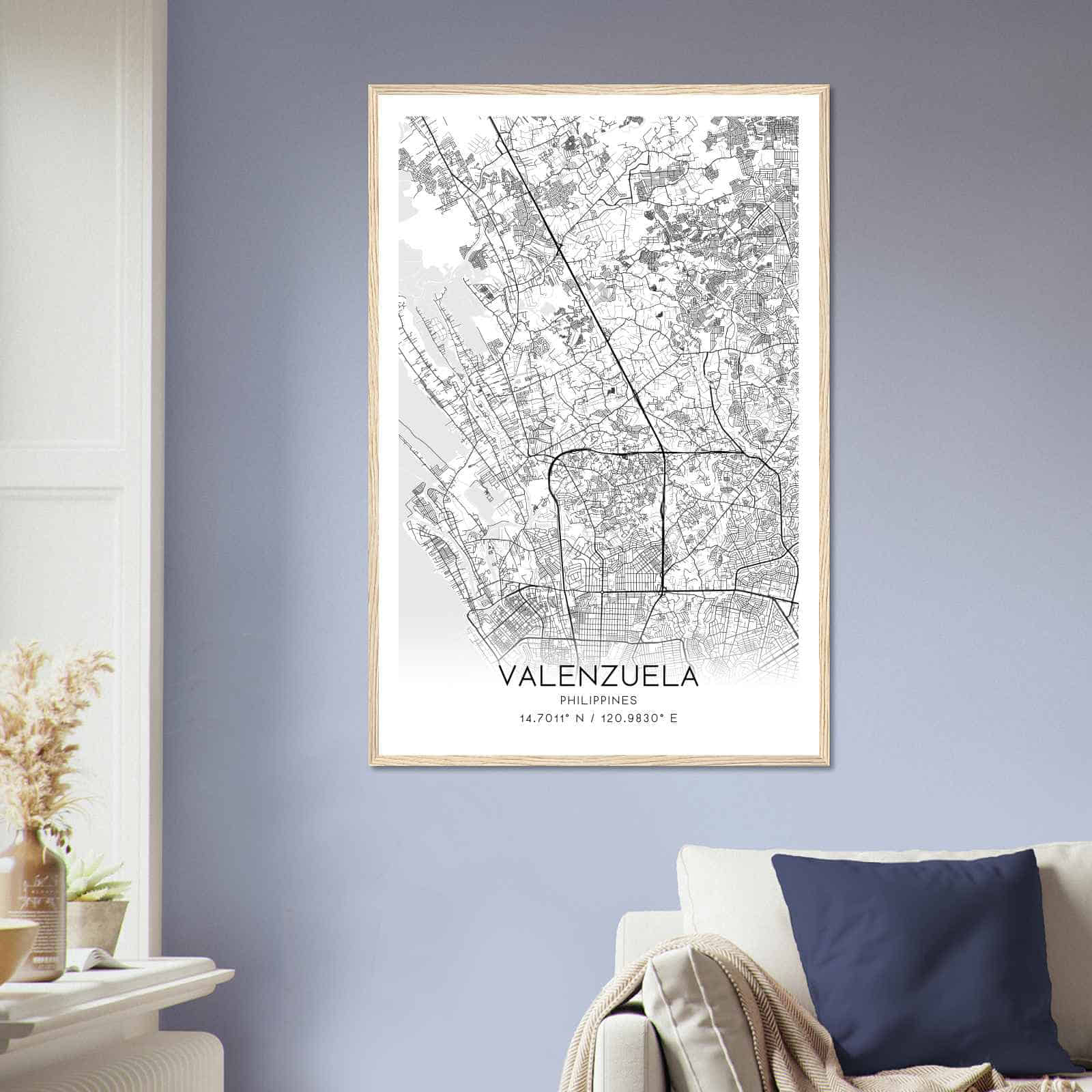 Valenzuela Philippines Map Poster, Valenzuela City Road Wall Art Print ...