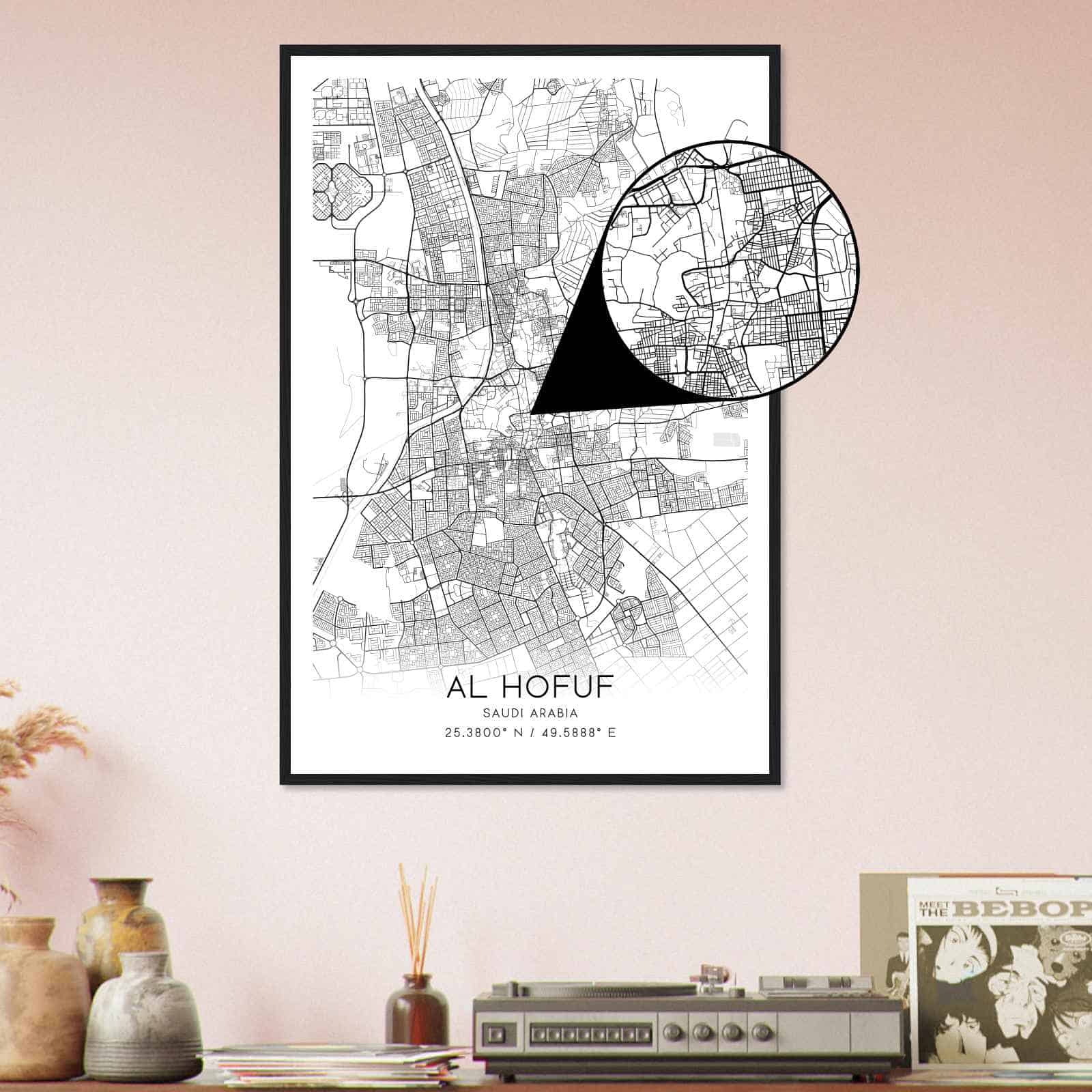 Al Hofuf Saudi Arabia Map Poster, Al Hofuf City Road Wall Art Print ...