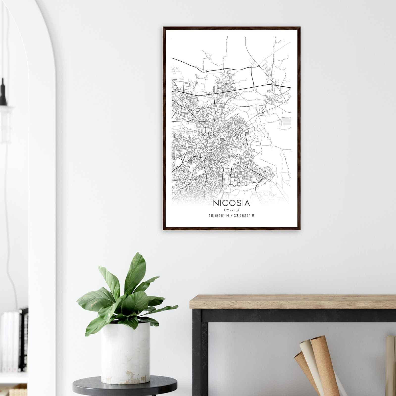Nicosia Cyprus Map Poster, Nicosia City Road Wall Art Print - Custom ...