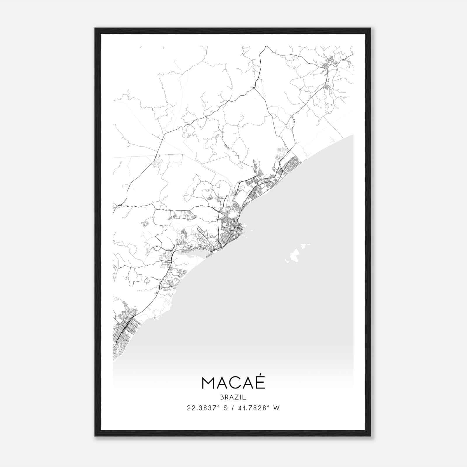 Macae Brazil Map Poster, Macae City Road Wall Art Print - Custom Maps ...