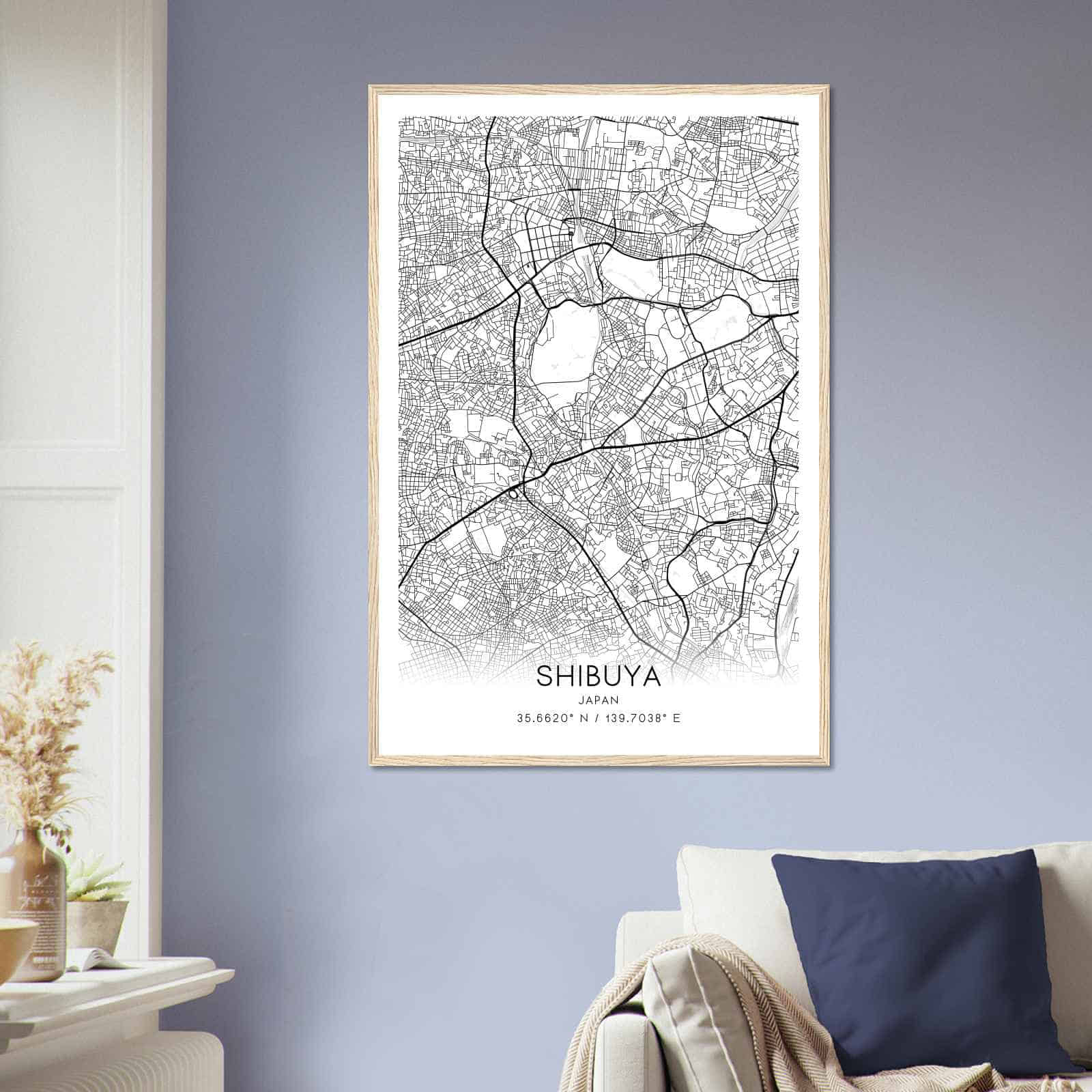 Shibuya Japan Map Poster, Shibuya City Road Wall Art Print - Custom ...