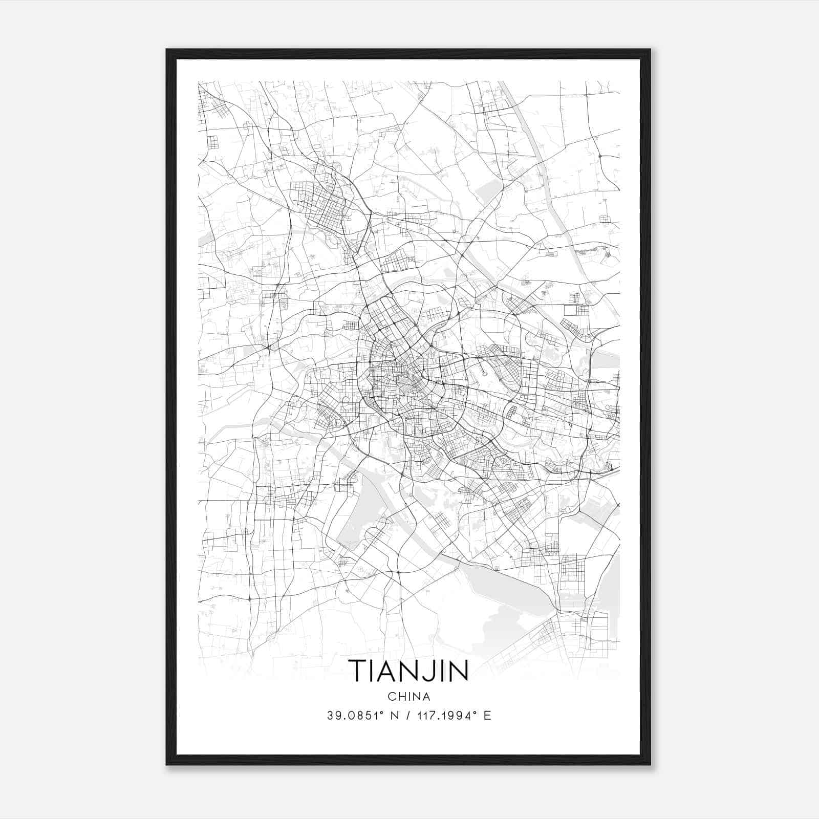 Tianjin China Map Poster, Tianjin City Road Wall Art Print - Custom ...