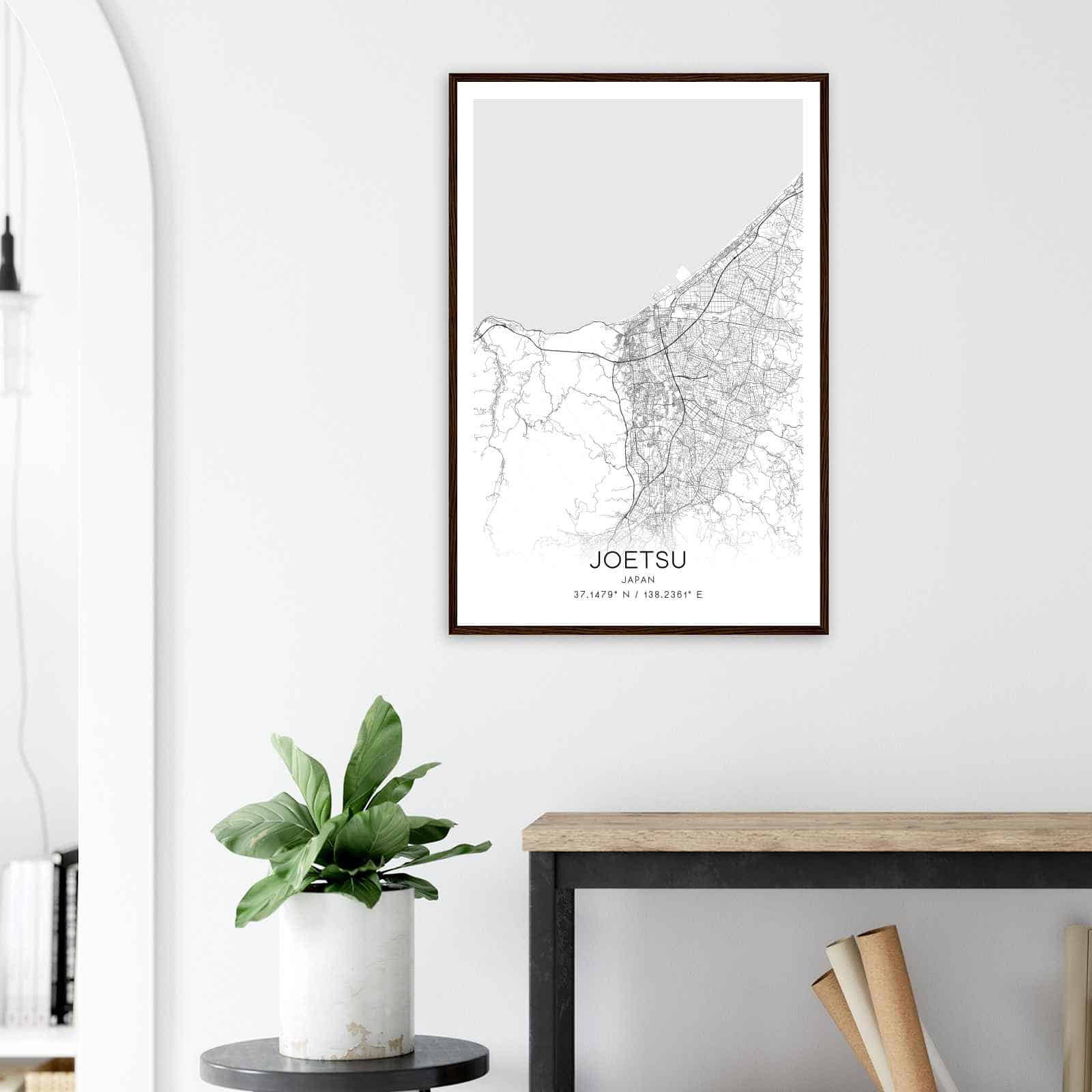 Joetsu Japan Map Poster, Joetsu City Road Wall Art Print - Custom Maps ...