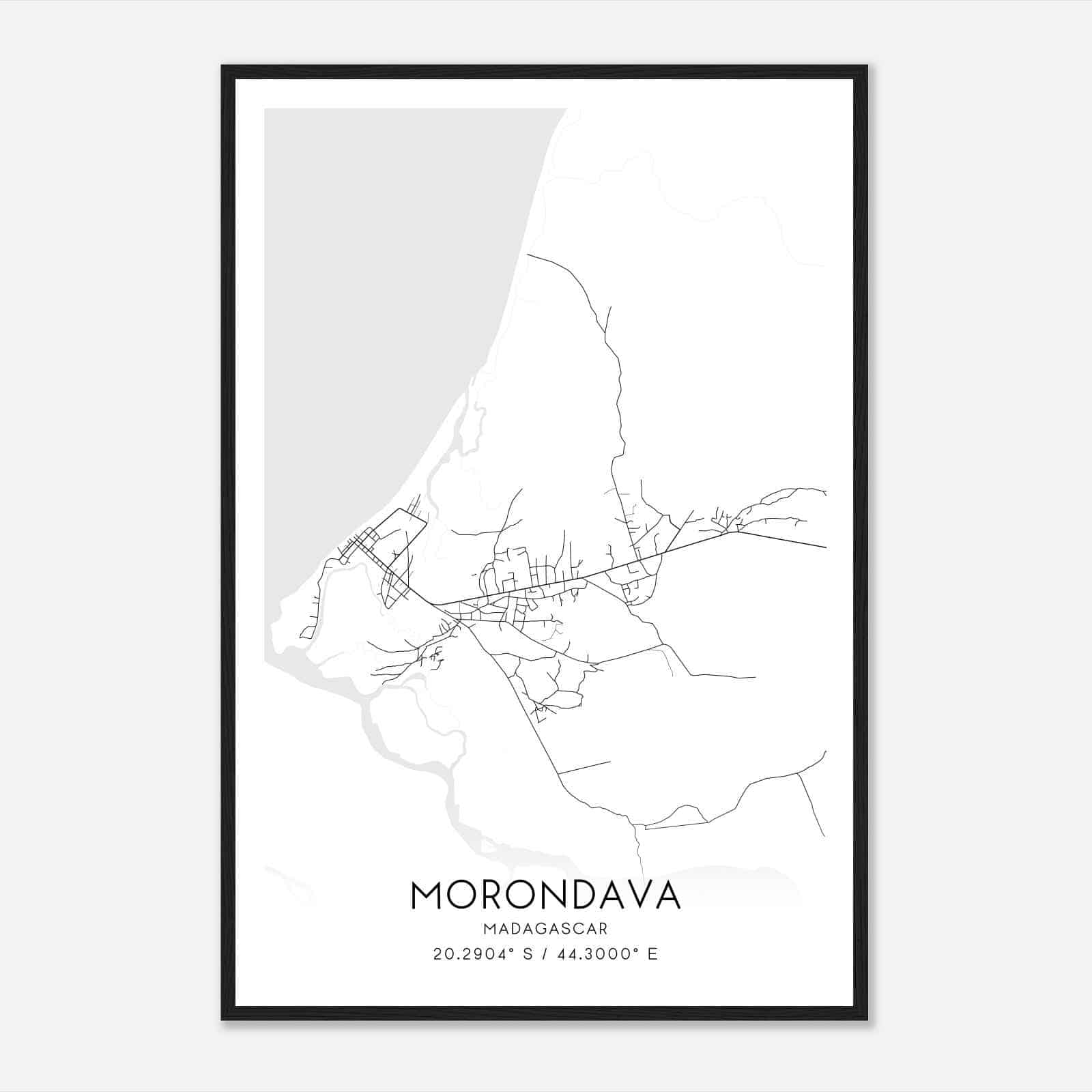 Morondava Madagascar Map Poster, Morondava City Road Wall Art Print ...
