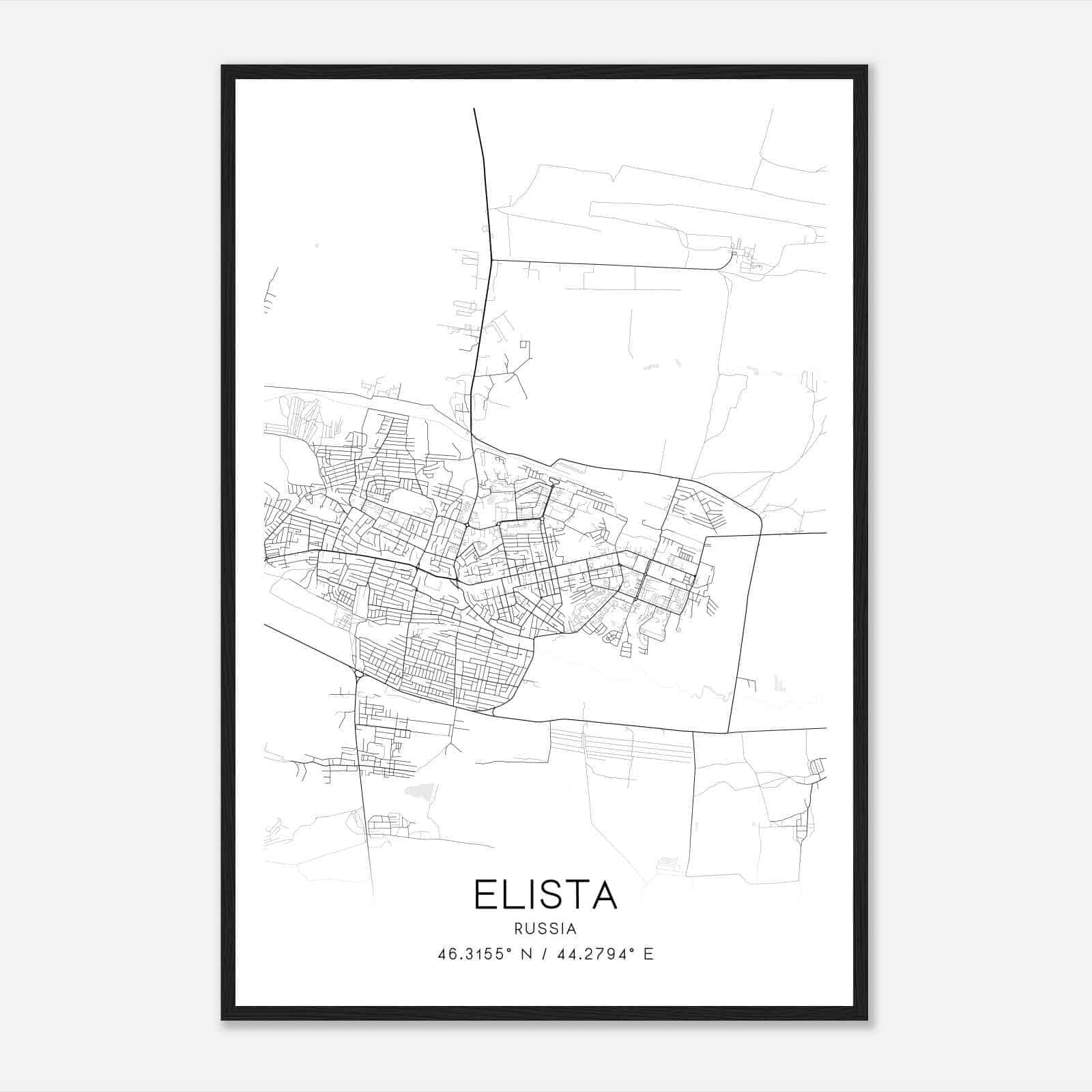 Elista Russia Map Poster, Elista City Road Wall Art Print - Custom Maps ...