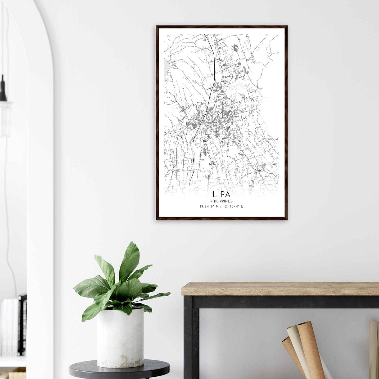 Lipa Philippines Map Poster, Lipa City Road Wall Art Print - Custom ...