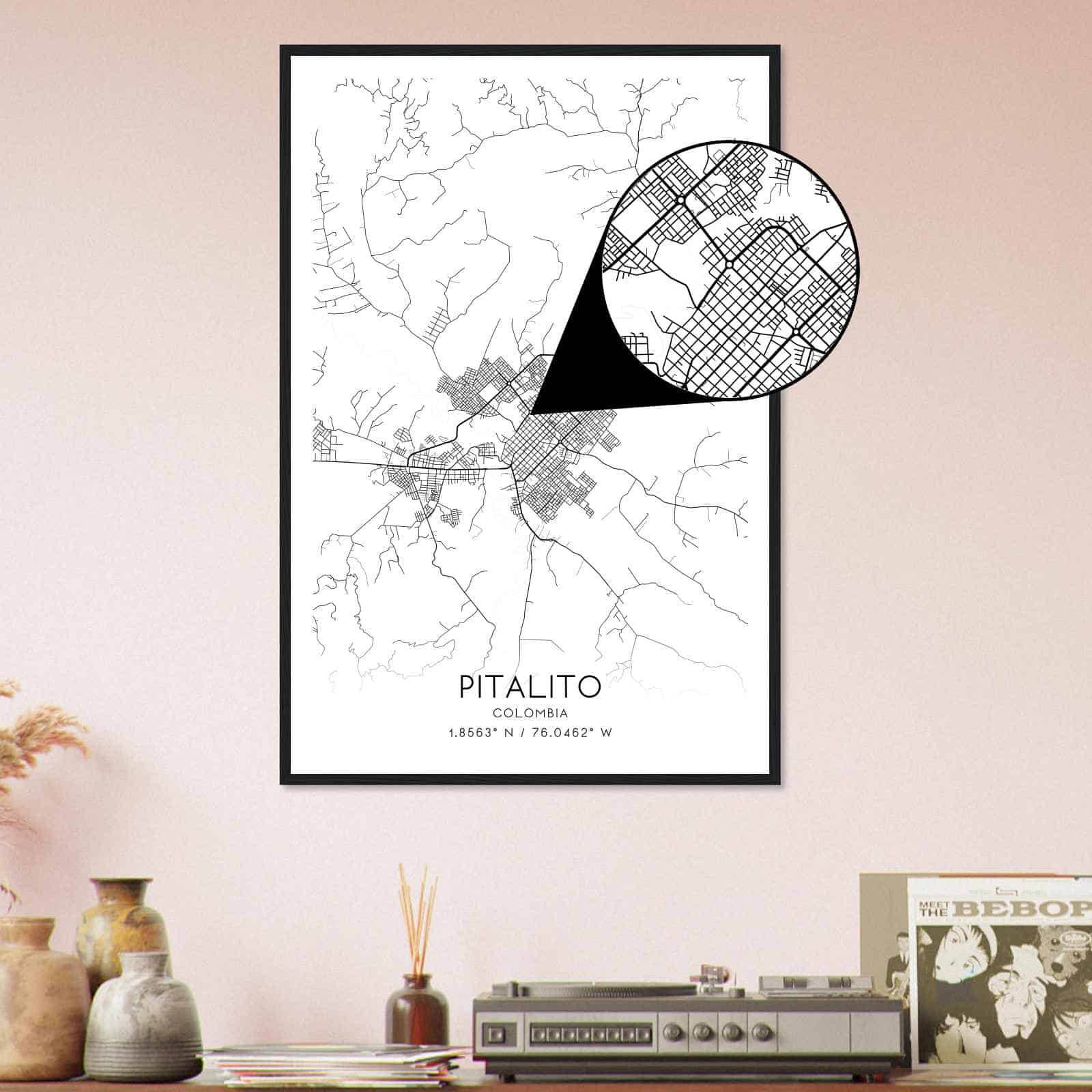 Pitalito Colombia Map Poster, Pitalito City Road Wall Art Print ...