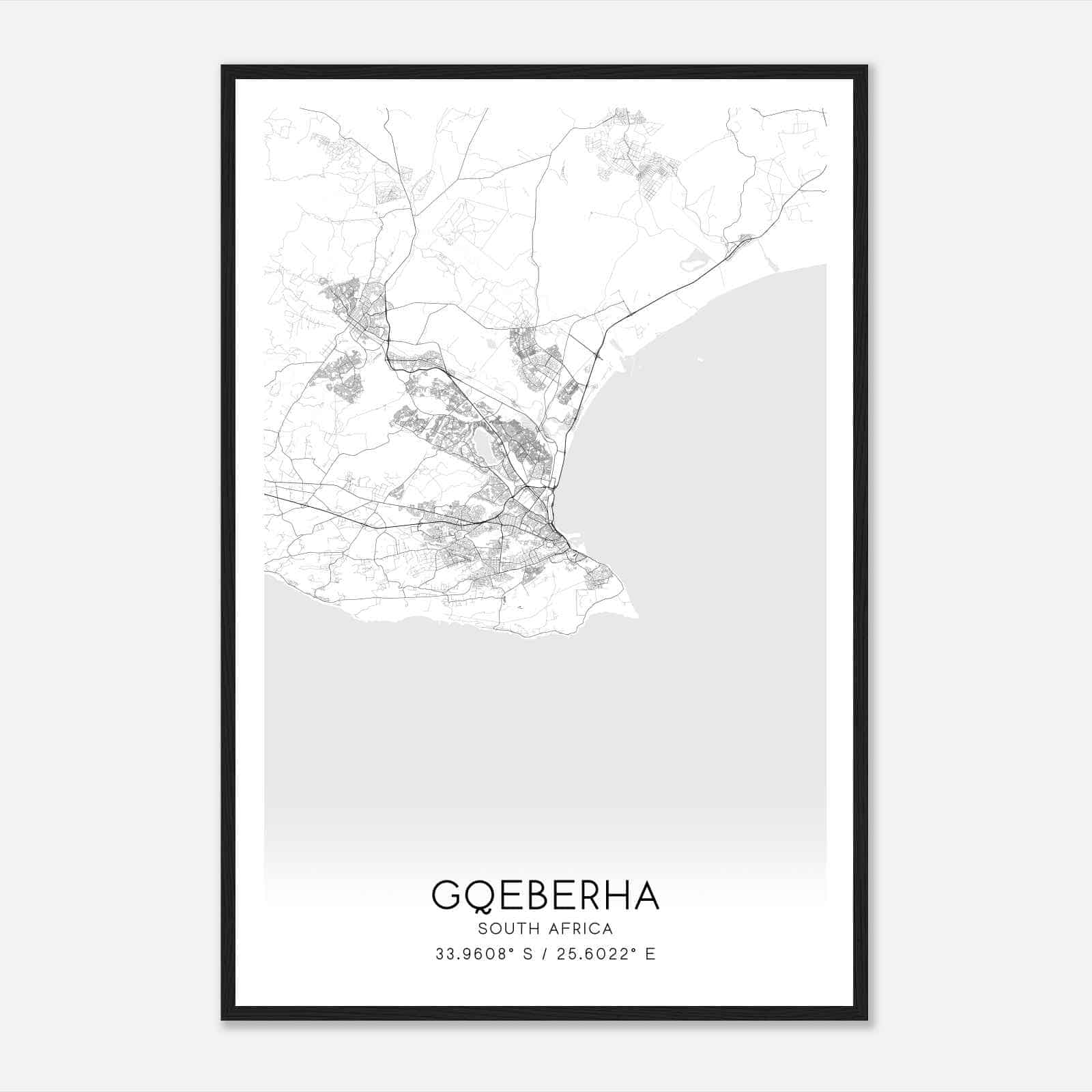 Gqeberha South Africa Map Poster, Gqeberha City Road Wall Art Print ...