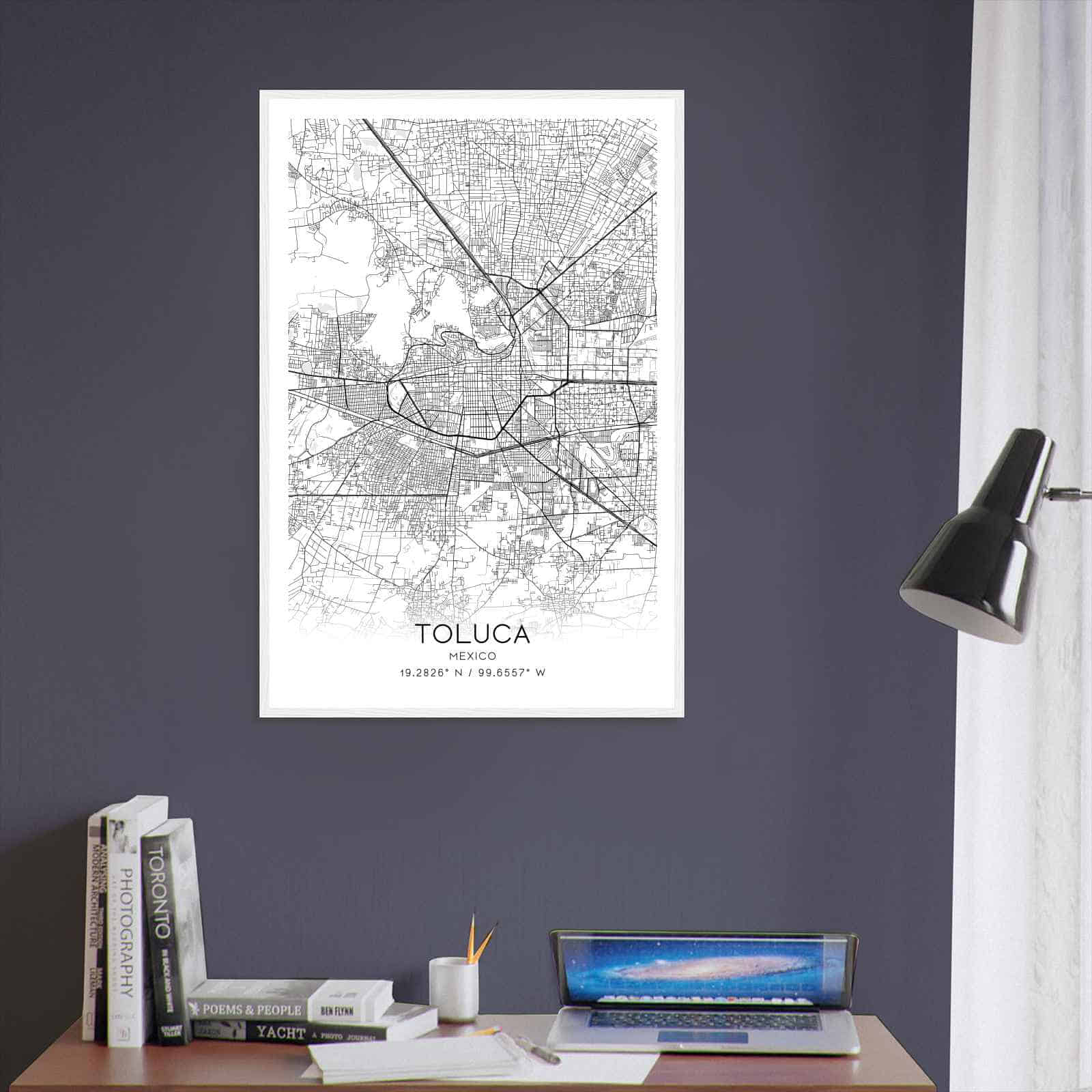 Toluca Mexico Map Poster, Toluca City Road Wall Art Print - Custom Maps ...