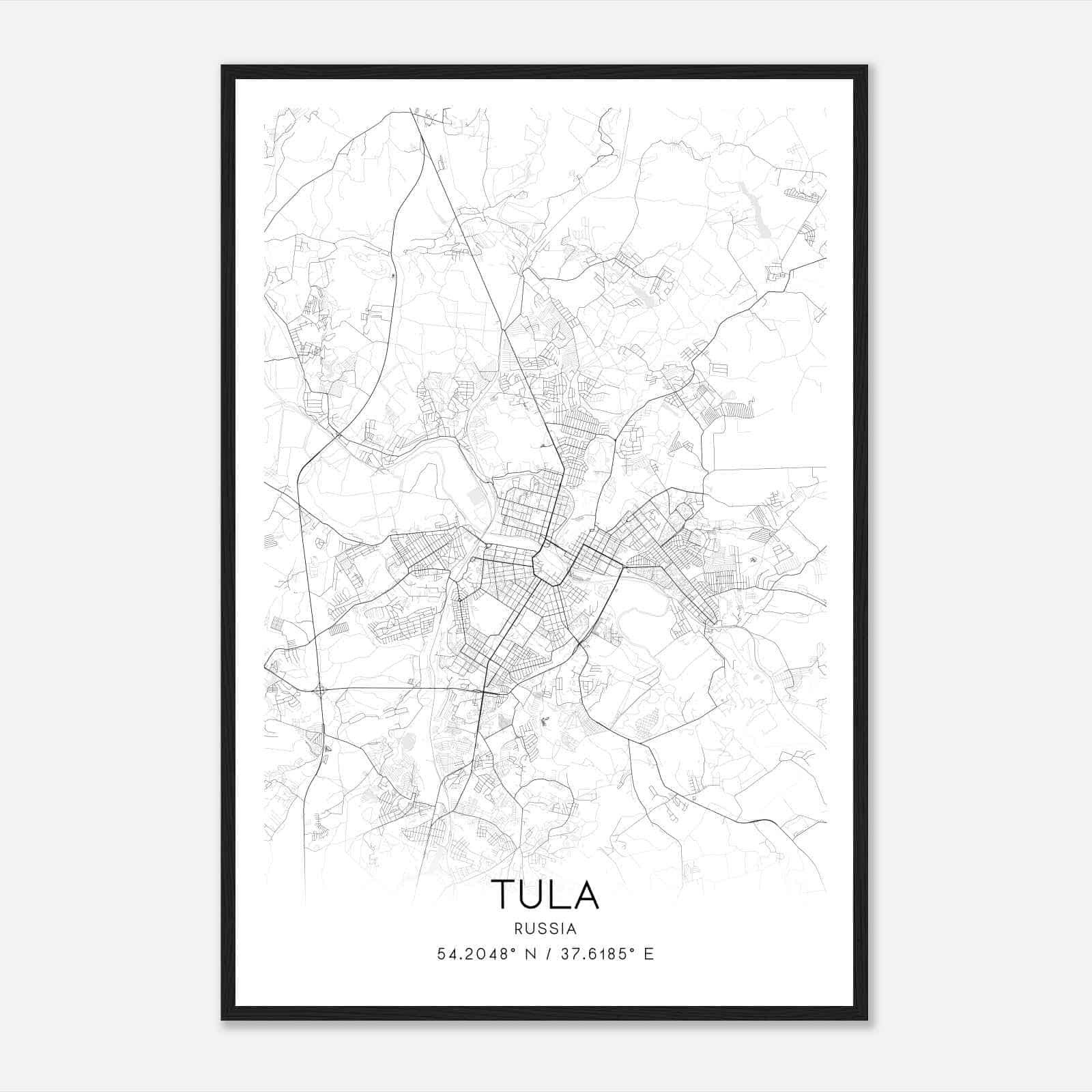 Tula Russia Map Poster, Tula City Road Wall Art Print - Custom Maps ...