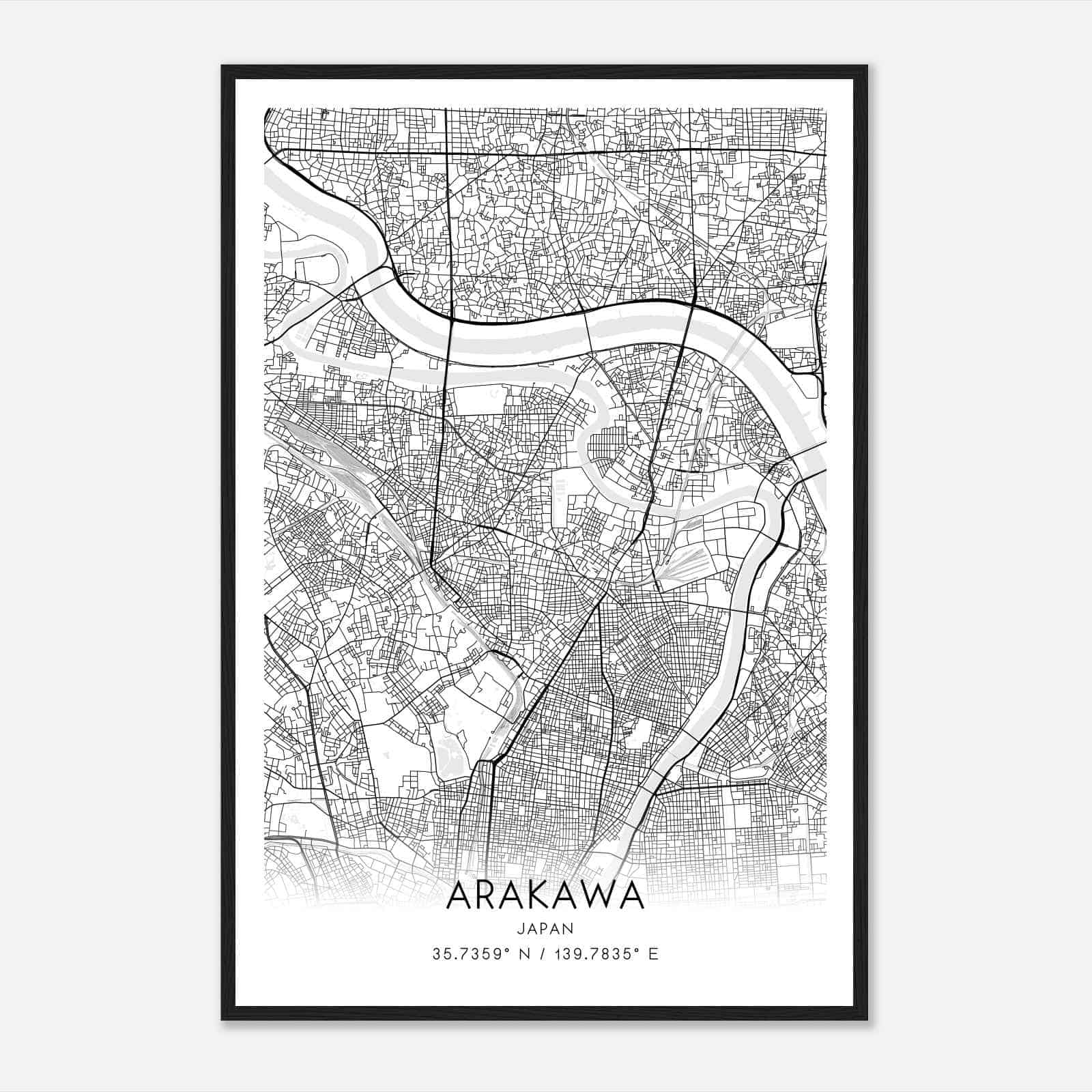 Arakawa Japan Map Poster, Arakawa City Road Wall Art Print - Custom ...