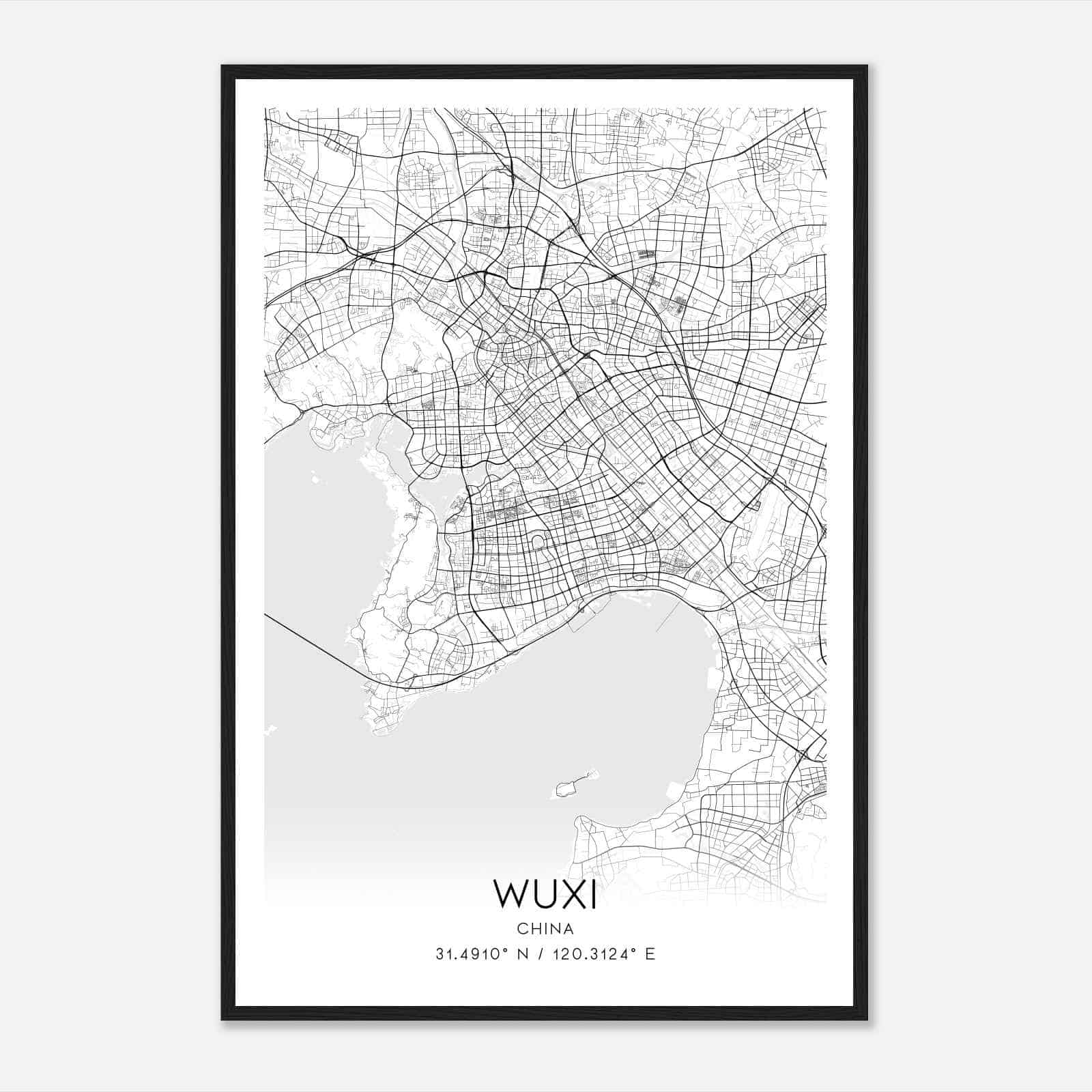 Wuxi China Map Poster, Wuxi City Road Wall Art Print - Custom Maps ...