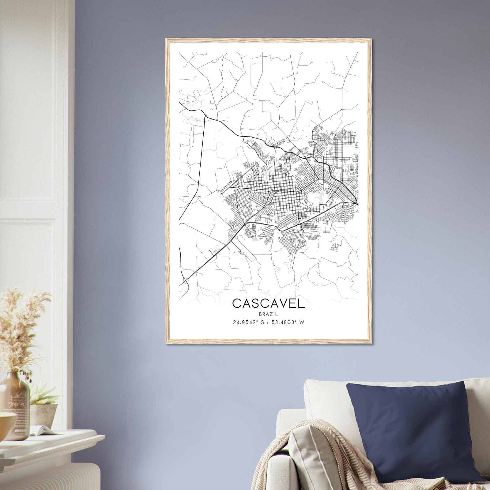 Cascavel Brazil Map Poster, Cascavel City Road Wall Art Print - Custom ...