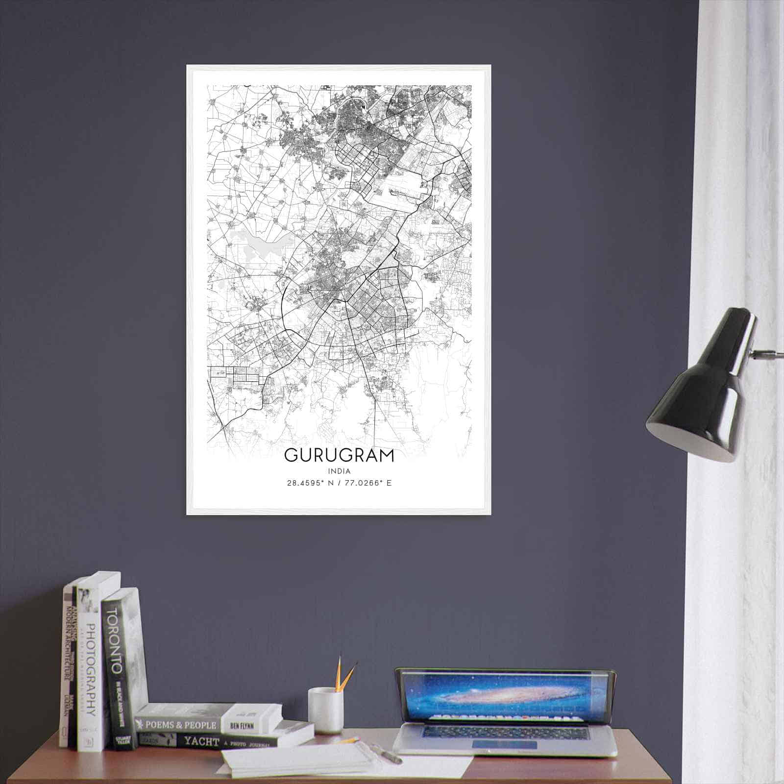 Gurugram India Map Poster, Gurugram City Road Wall Art Print - Custom ...