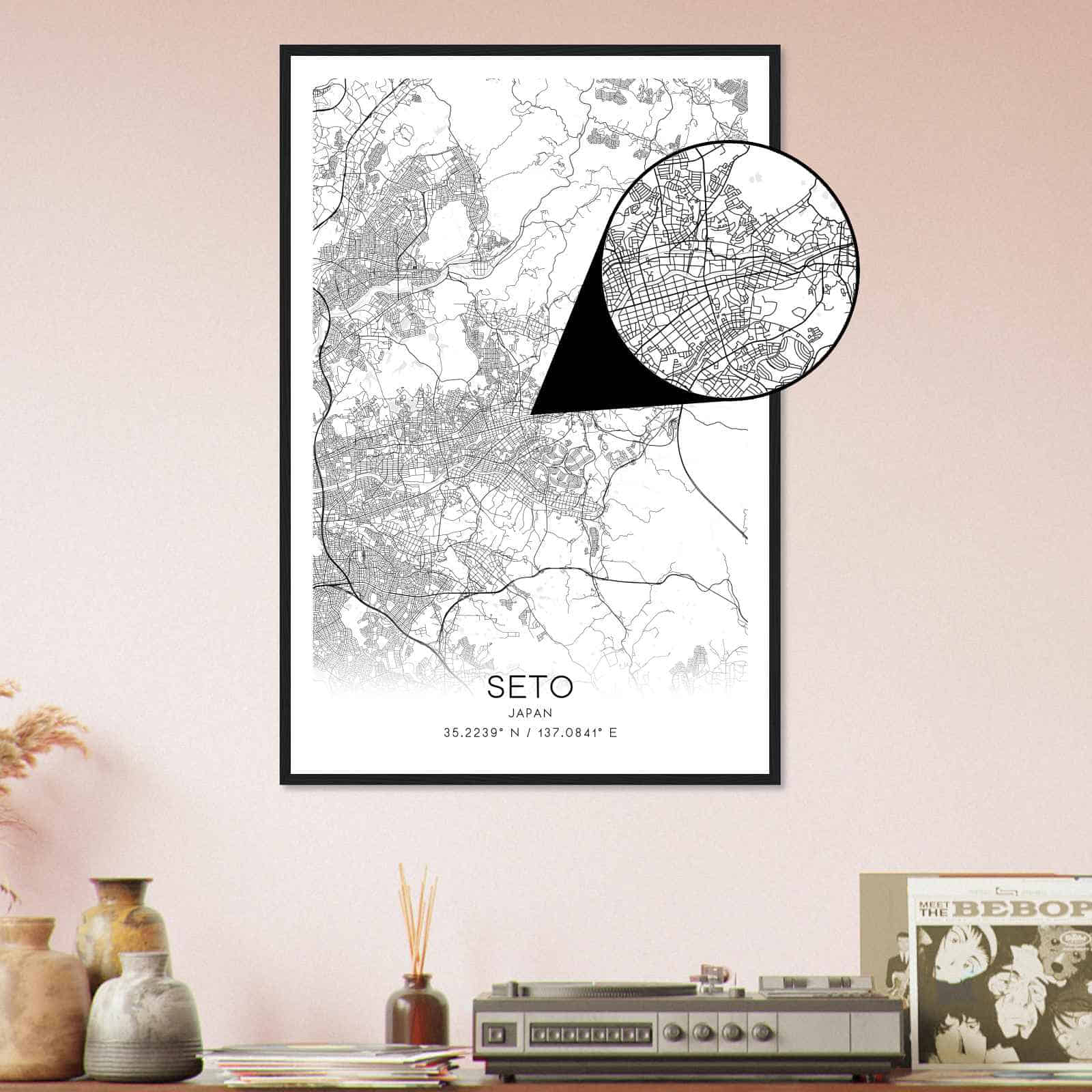 Seto Japan Map Poster, Seto City Road Wall Art Print - Custom Maps & Posters