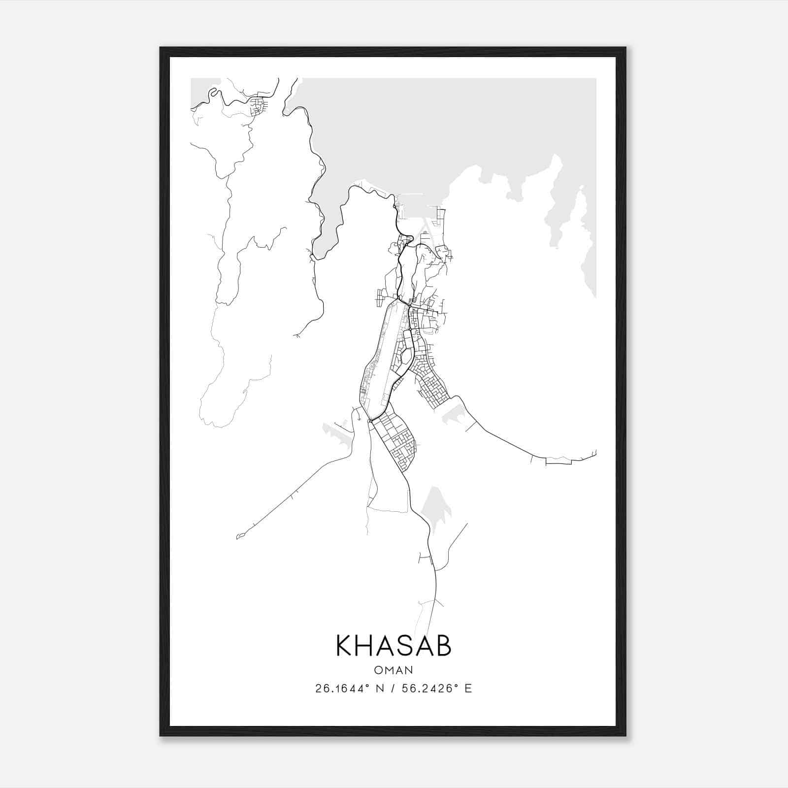 Khasab Oman Map Poster, Khasab City Road Wall Art Print - Custom Maps ...
