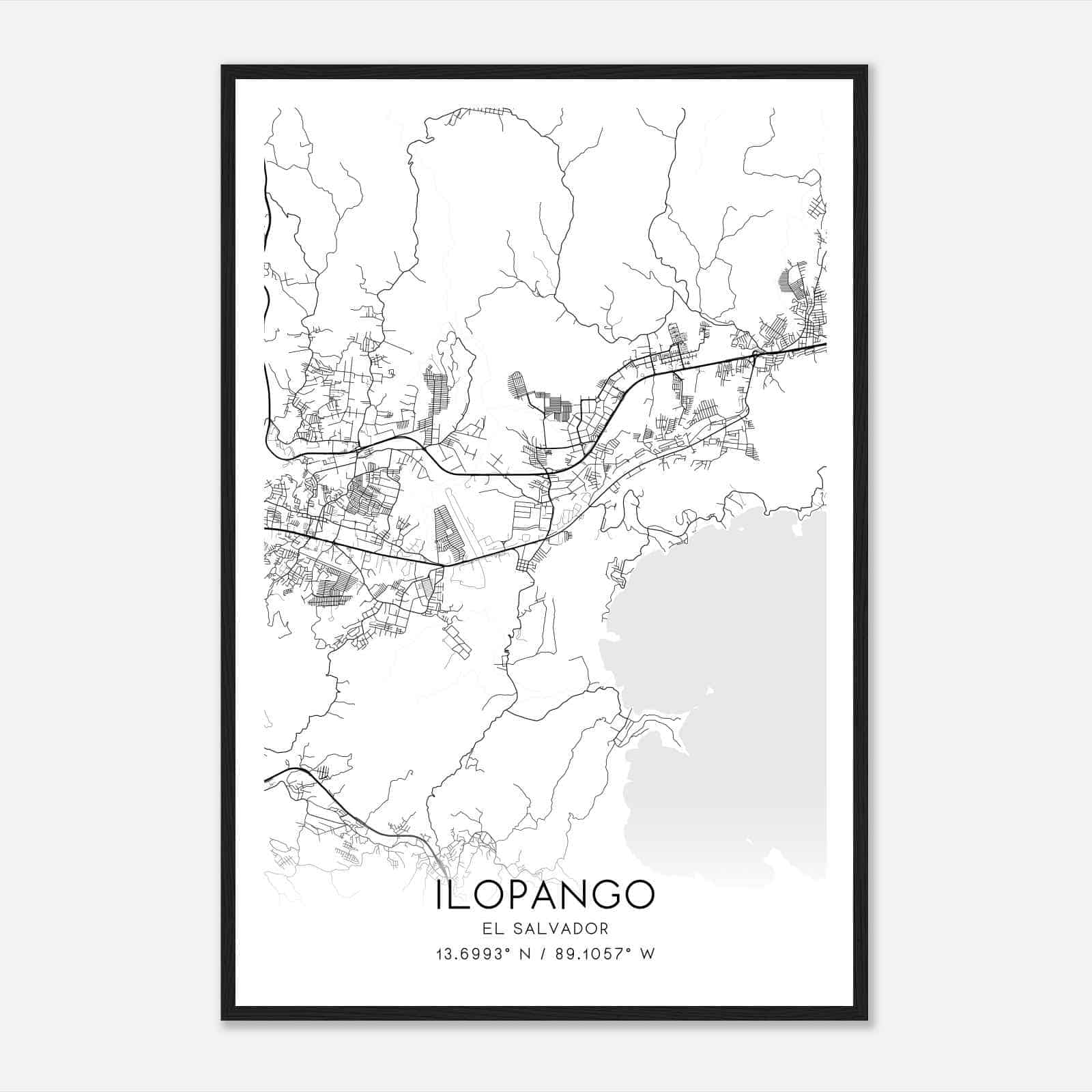 Ilopango El Salvador Map Poster, Ilopango City Road Wall Art Print ...