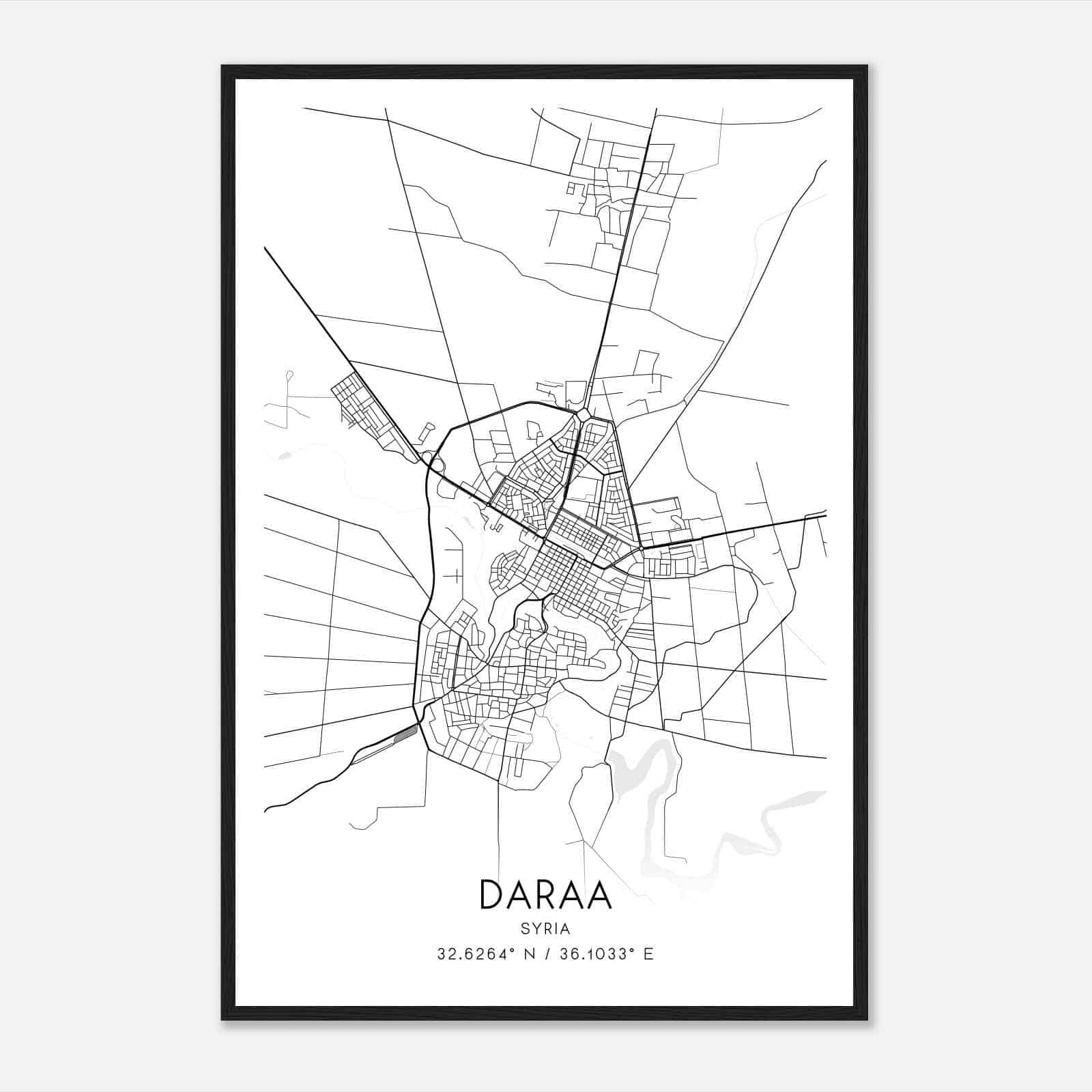 Daraa Syria Map Poster, Daraa City Road Wall Art Print - Custom Maps ...