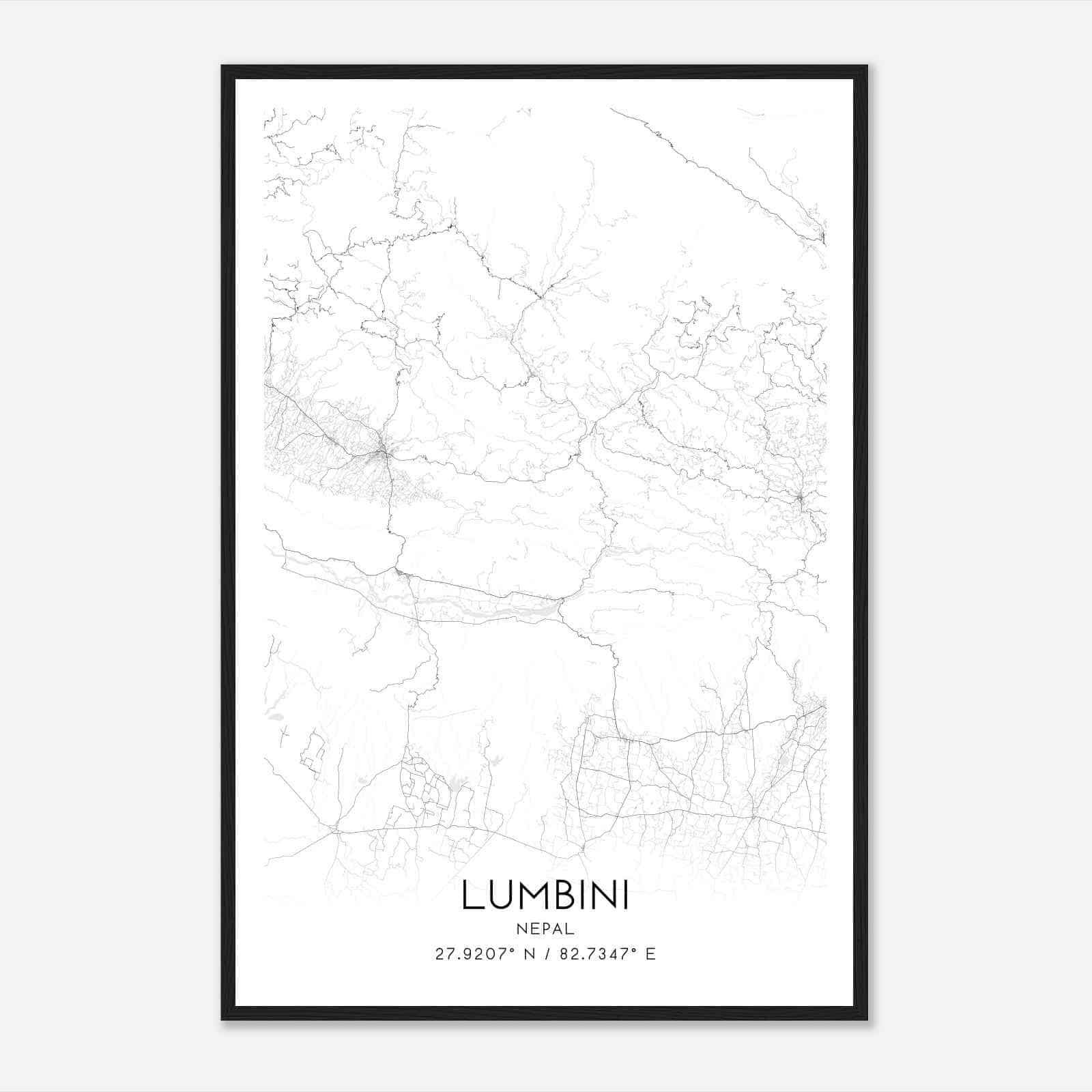 Lumbini Nepal Map Poster, Lumbini City Road Wall Art Print - Custom ...