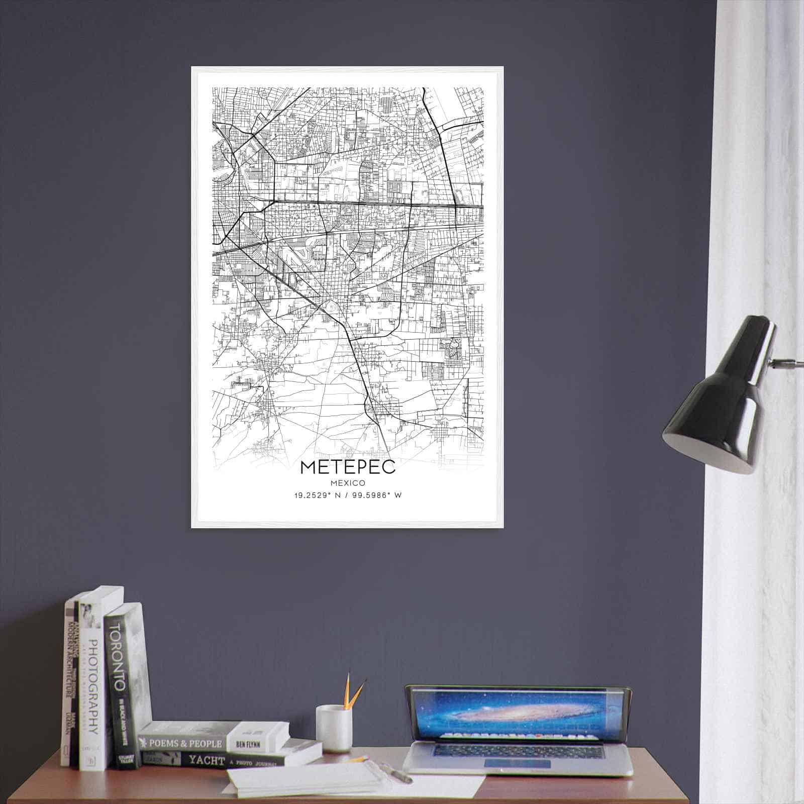 Metepec Mexico Map Poster, Metepec City Road Wall Art Print - Custom ...