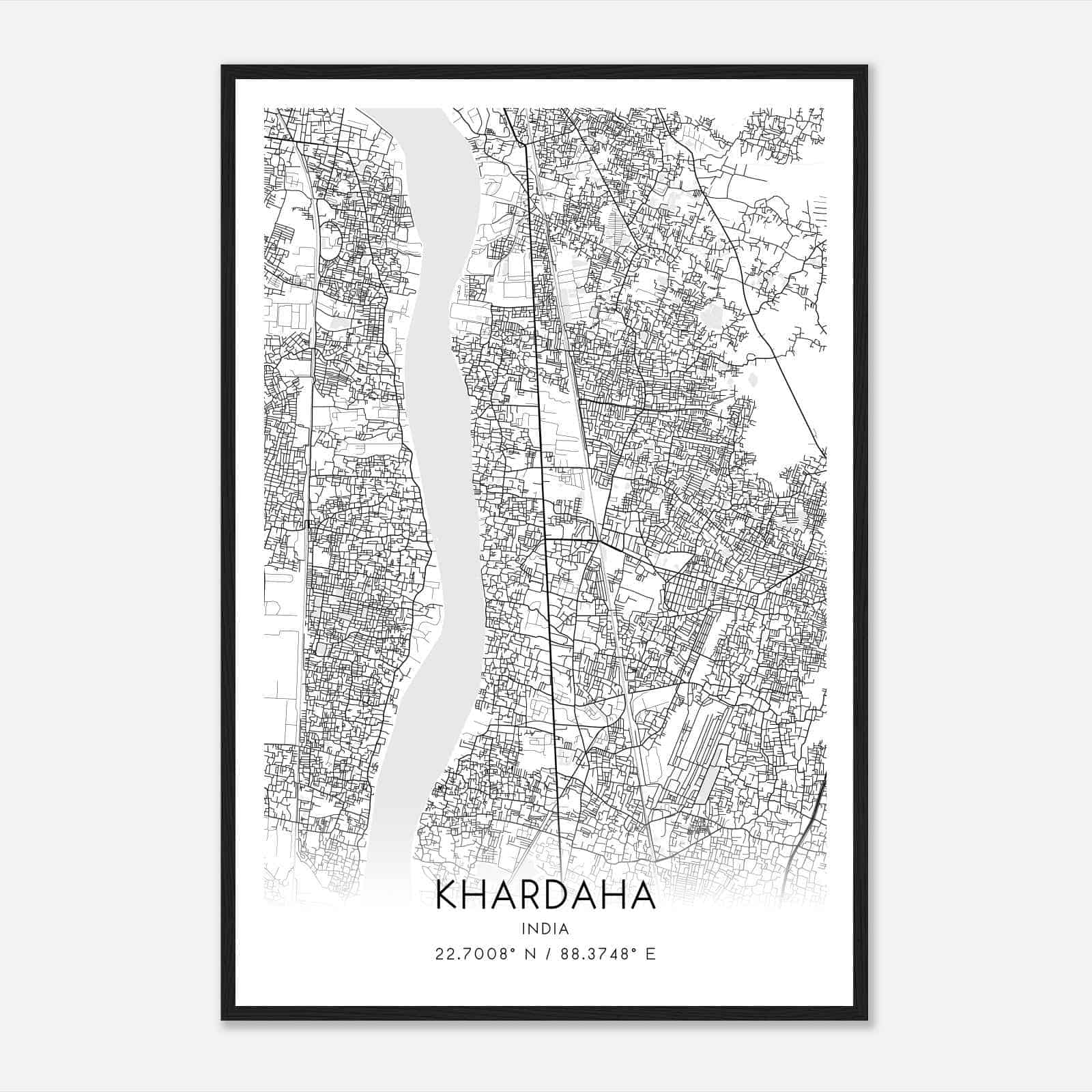 Khardaha India Map Poster, Khardaha City Road Wall Art Print - Custom ...
