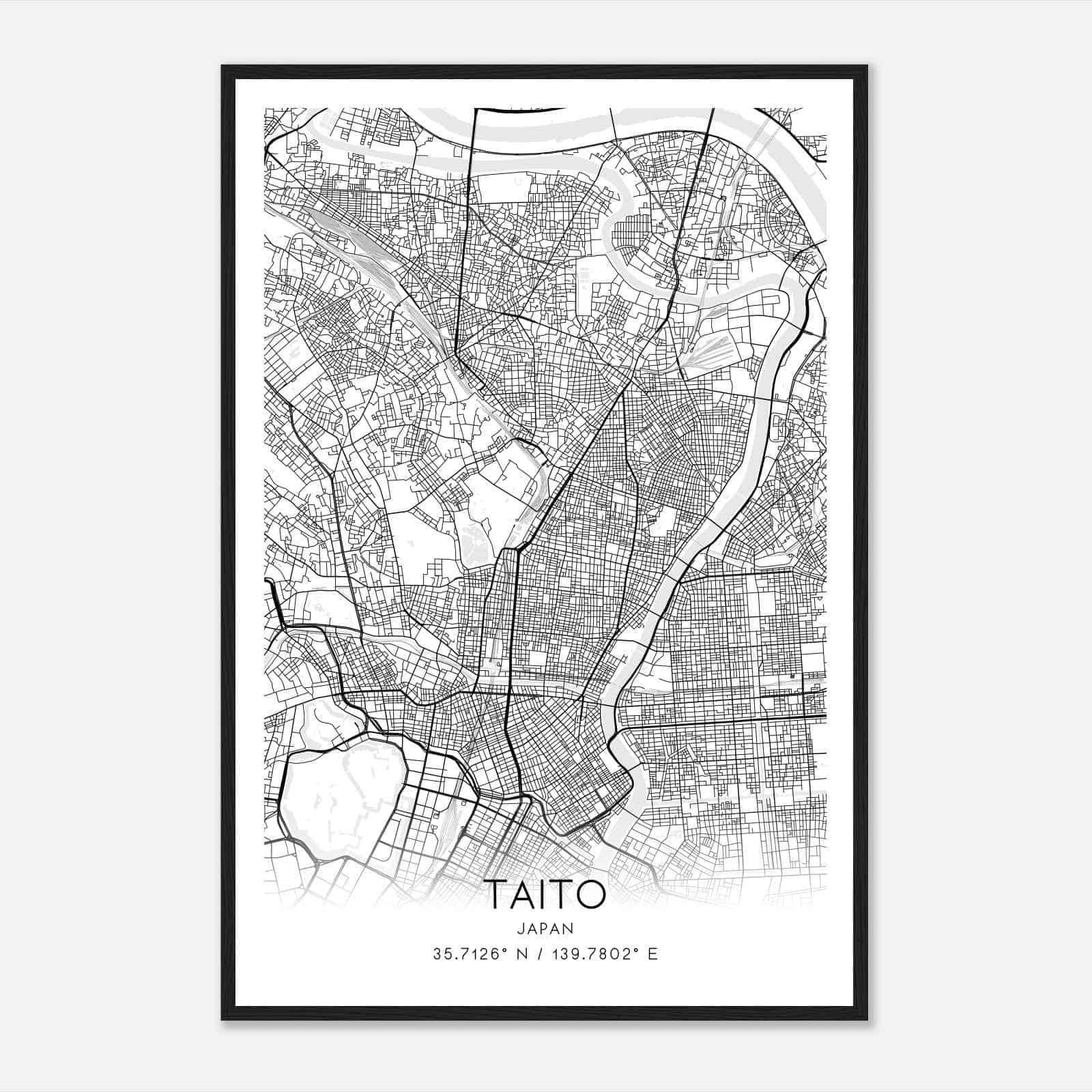 Taito Japan Map Poster, Taito City Road Wall Art Print - Custom Maps ...