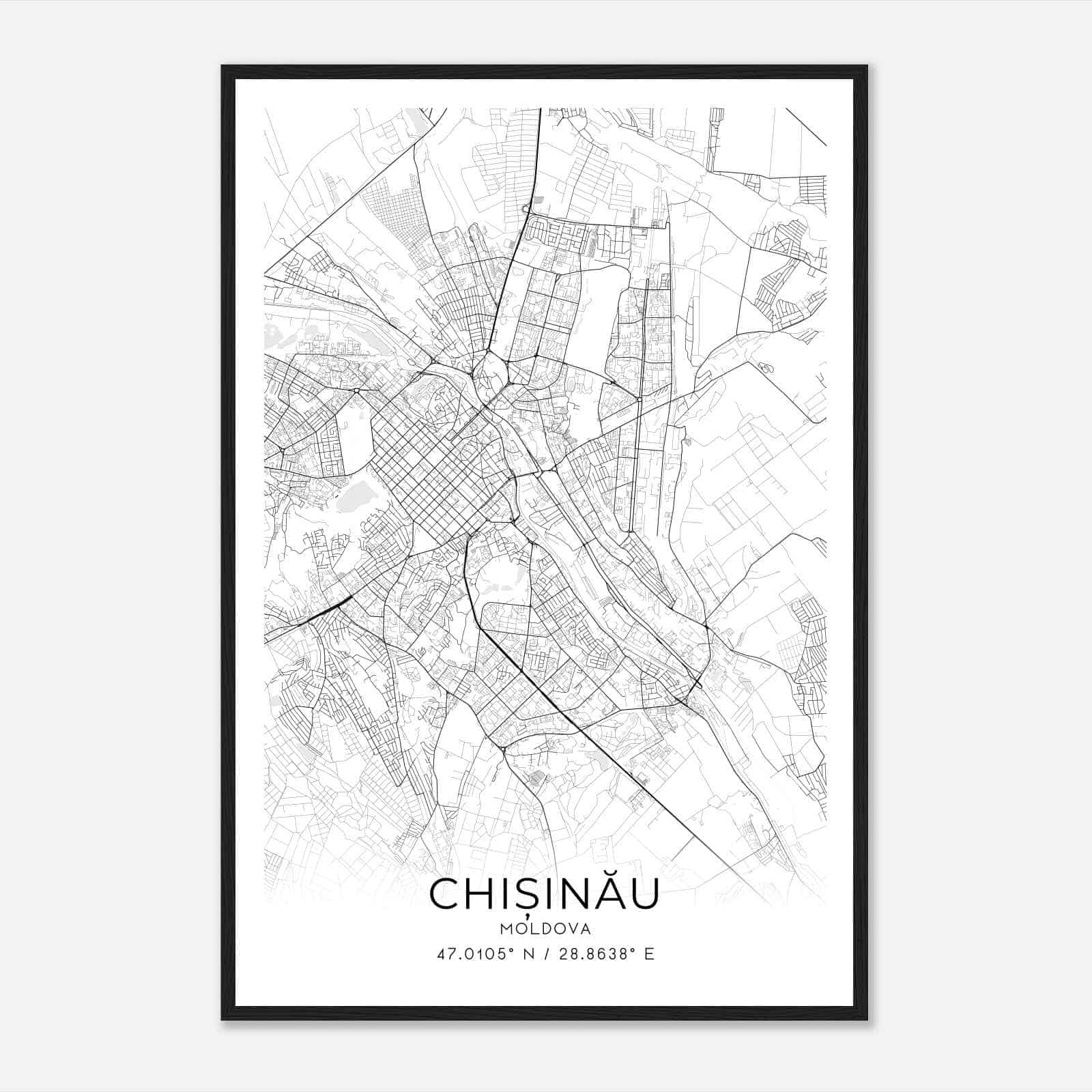 Chisinau Moldova Map Poster, Chisinau City Road Wall Art Print - Custom ...