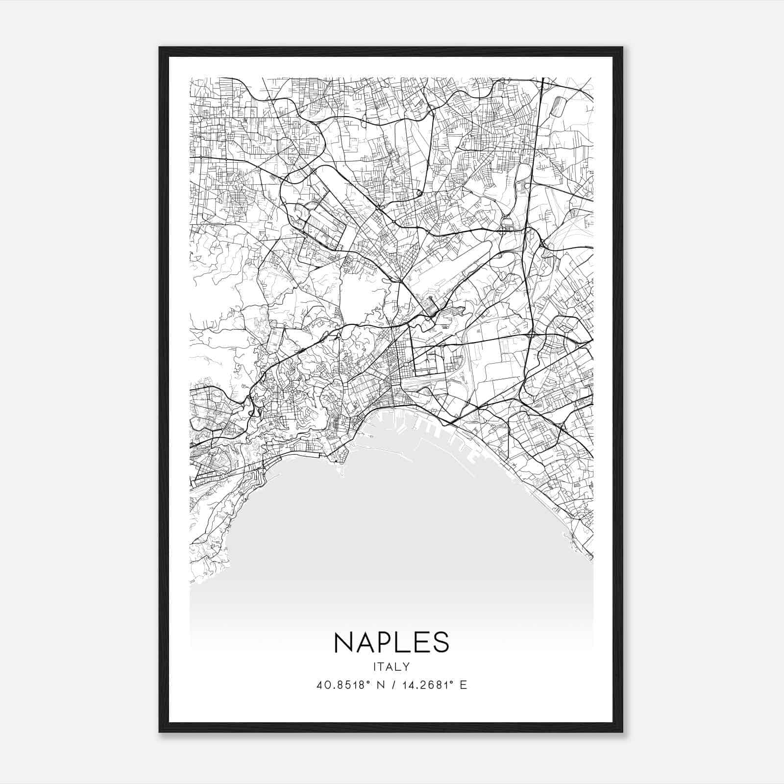 Naples Italy Map Poster, Naples City Road Wall Art Print - Custom Maps ...