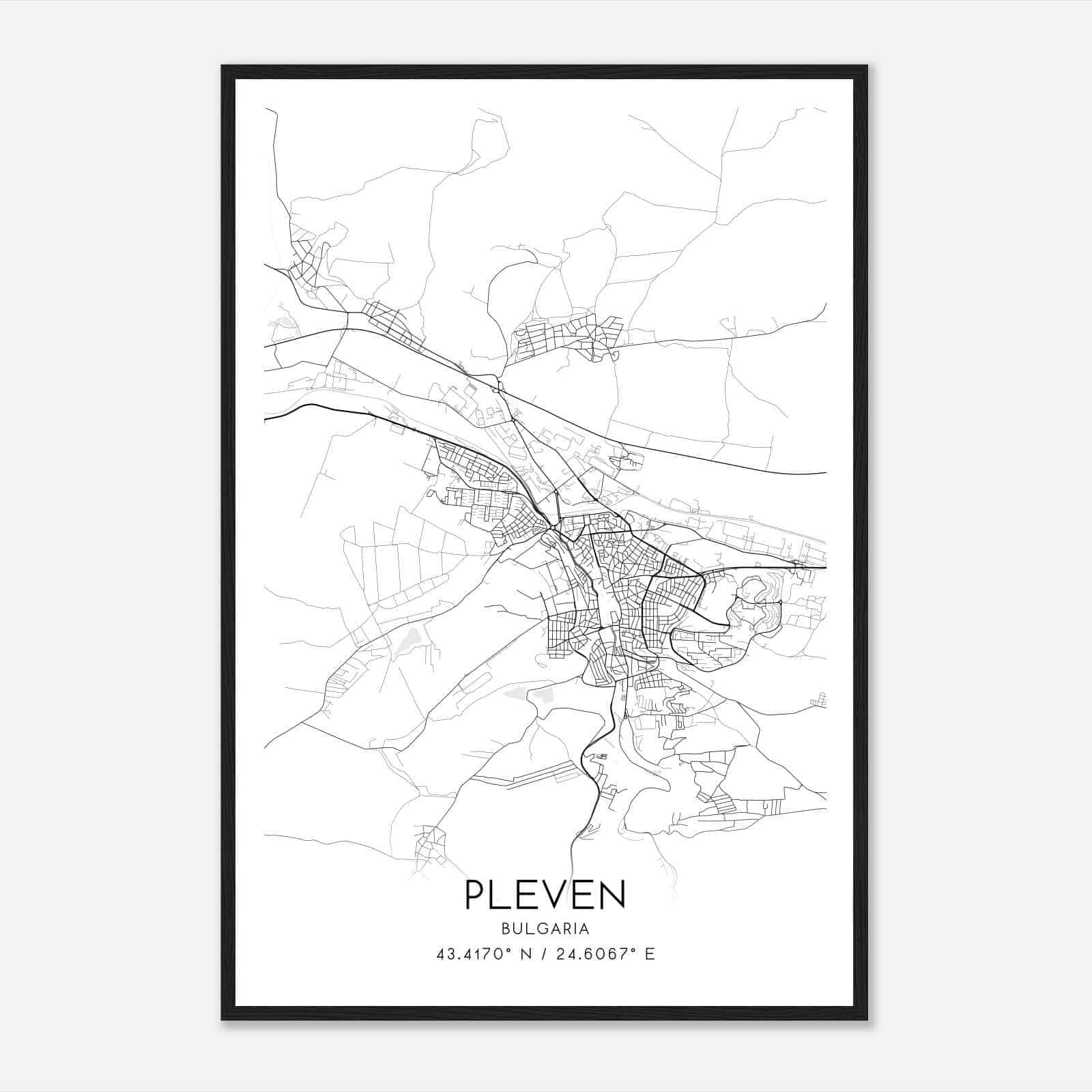 Pleven Bulgaria Map Poster, Pleven City Road Wall Art Print - Custom ...