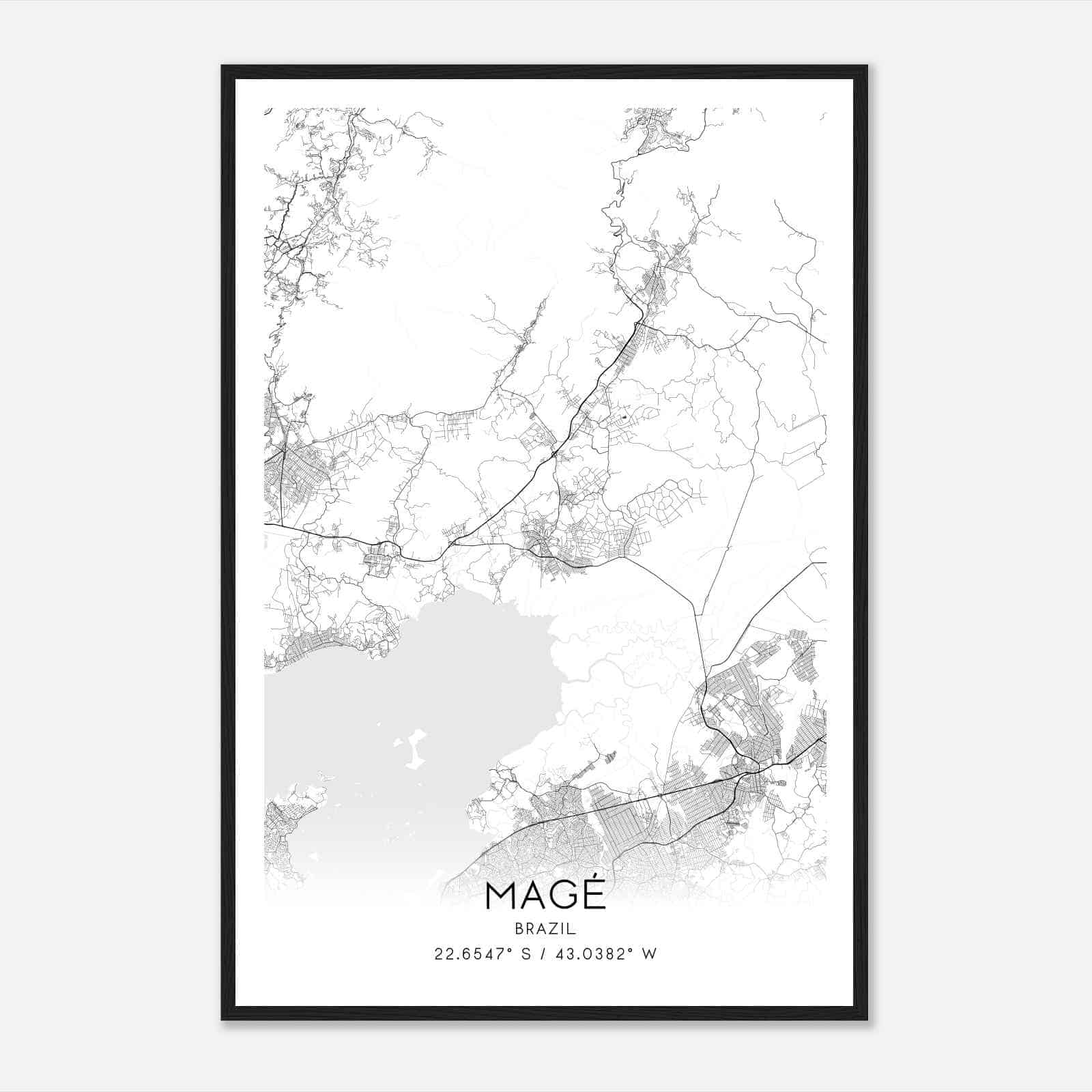 Mage Brazil Map Poster, Mage City Road Wall Art Print - Custom Maps ...
