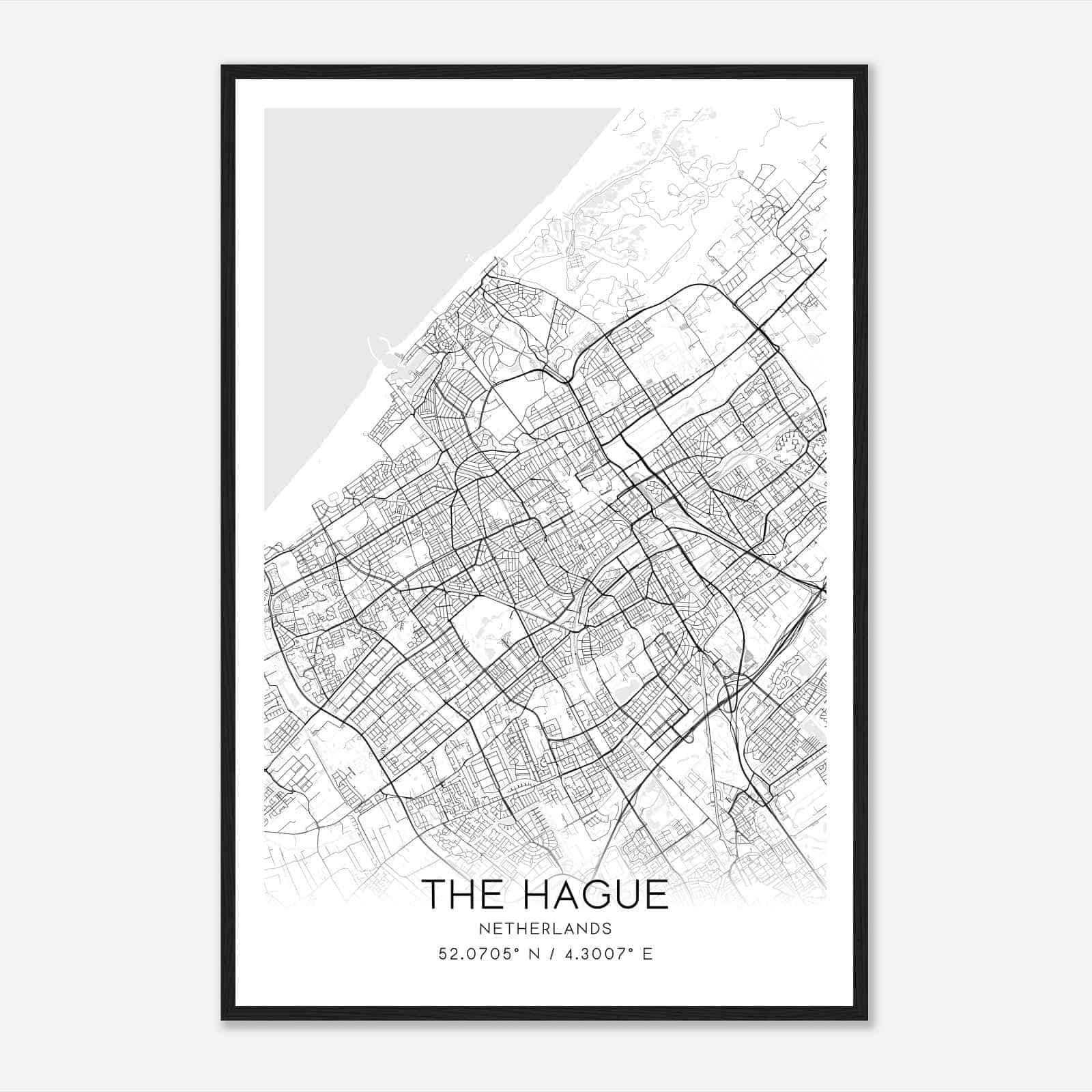 The Hague Netherlands Map Poster, The Hague City Road Wall Art Print ...