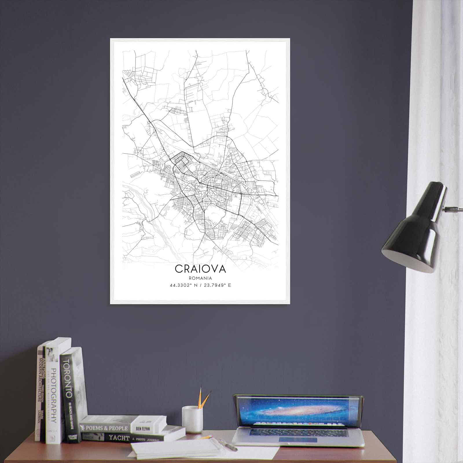 Craiova Romania Map Poster, Craiova City Road Wall Art Print - Custom ...