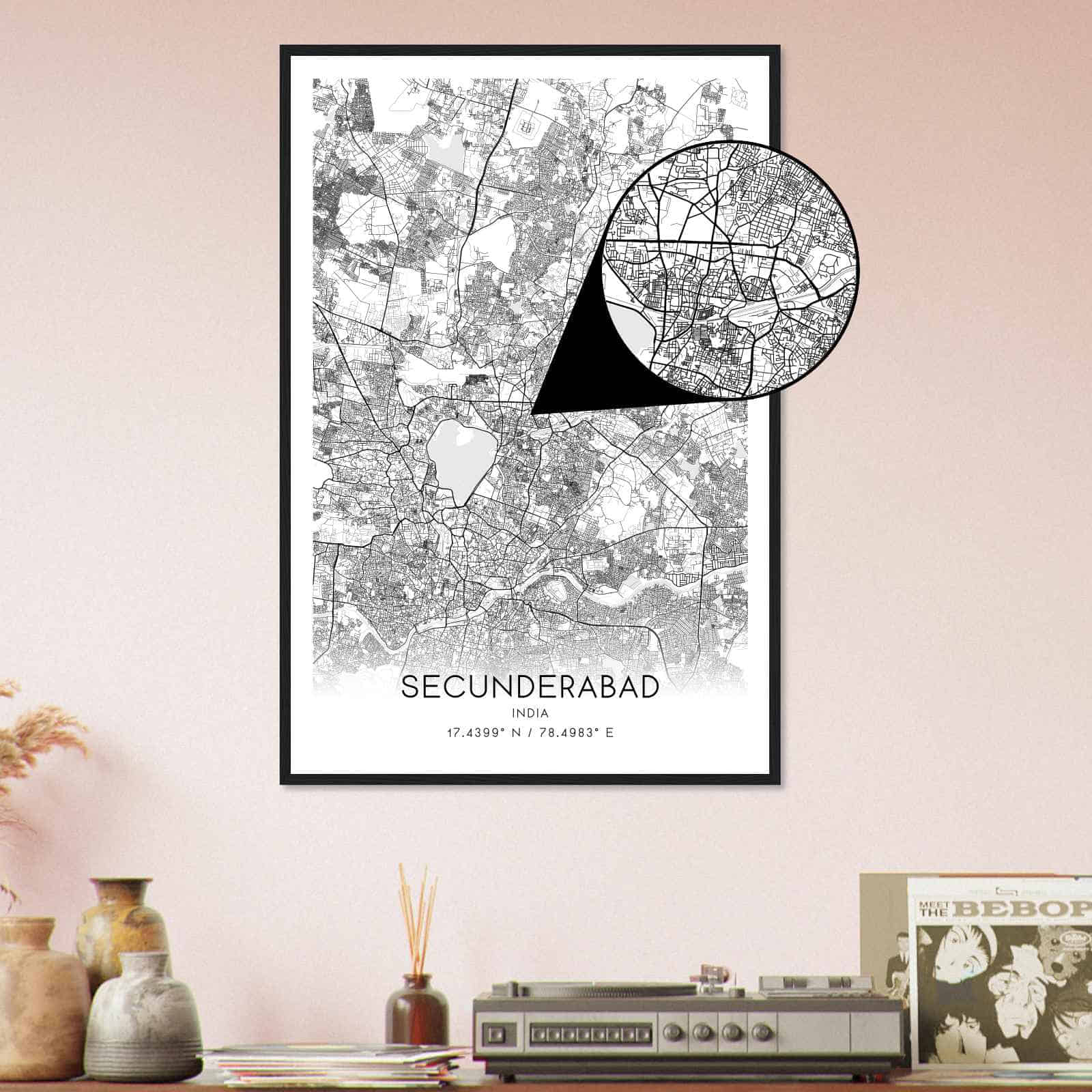 Secunderabad India Map Poster, Secunderabad City Road Wall Art Print ...