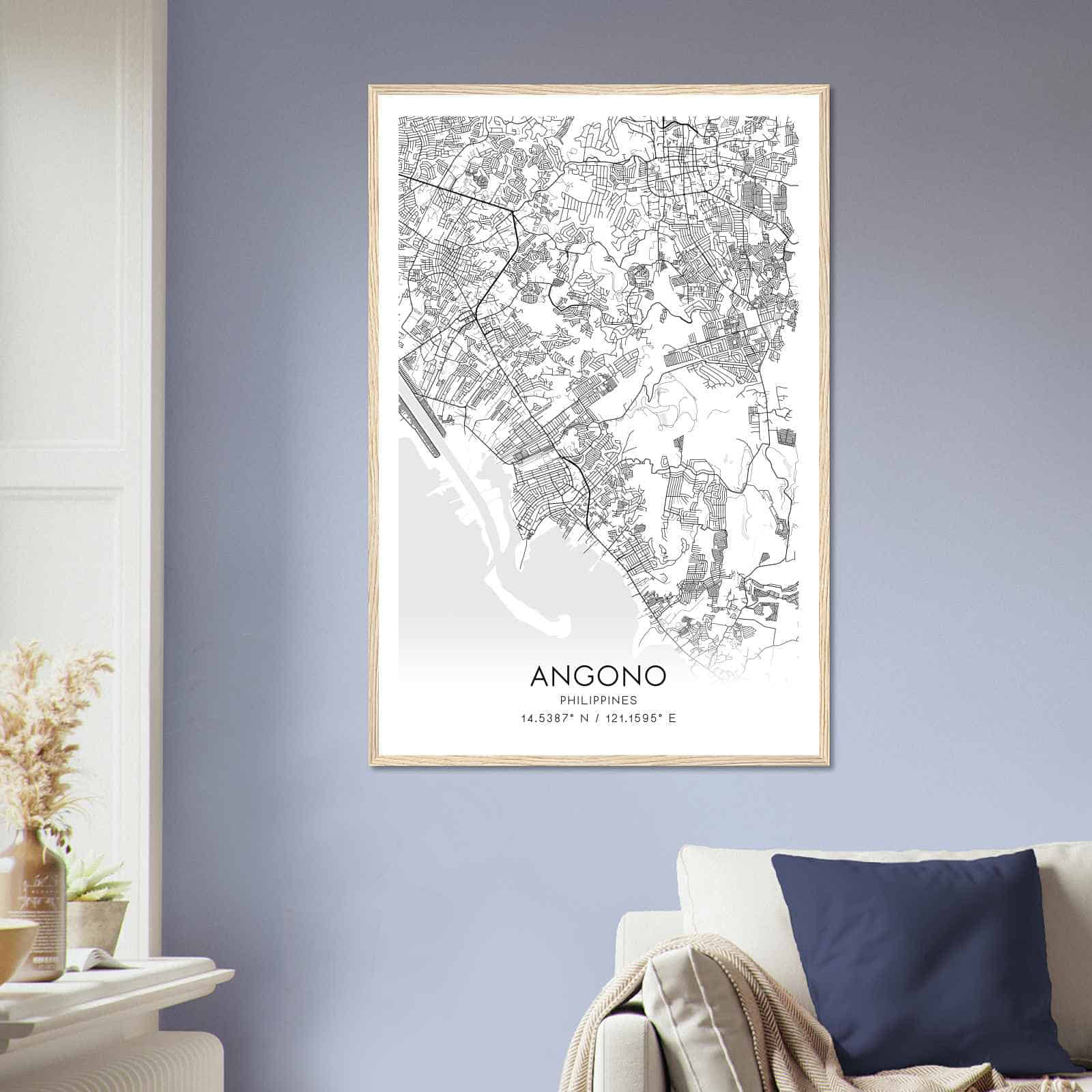 Angono Philippines Map Poster, Angono City Road Wall Art Print - Custom ...