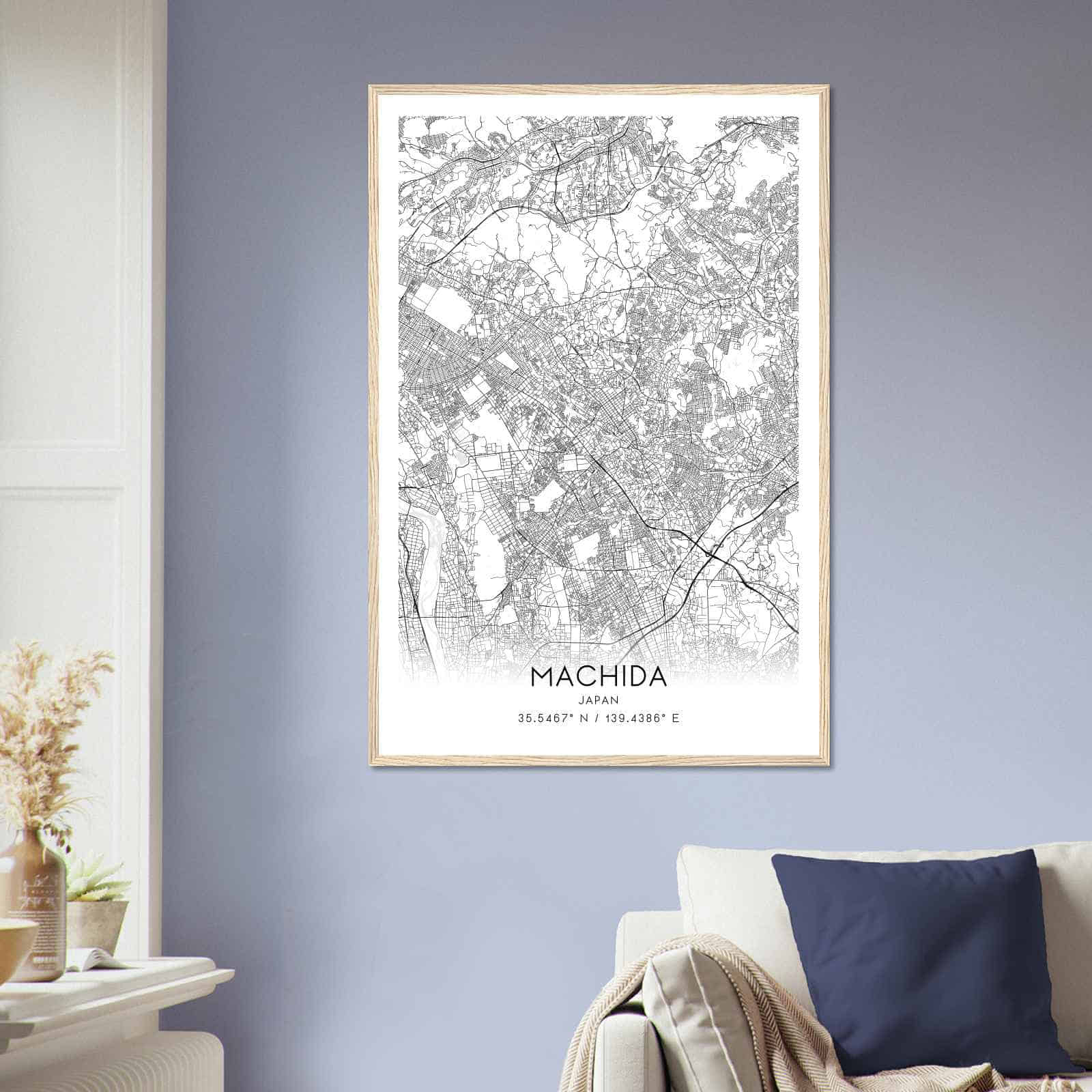 Machida Japan Map Poster, Machida City Road Wall Art Print - Custom ...