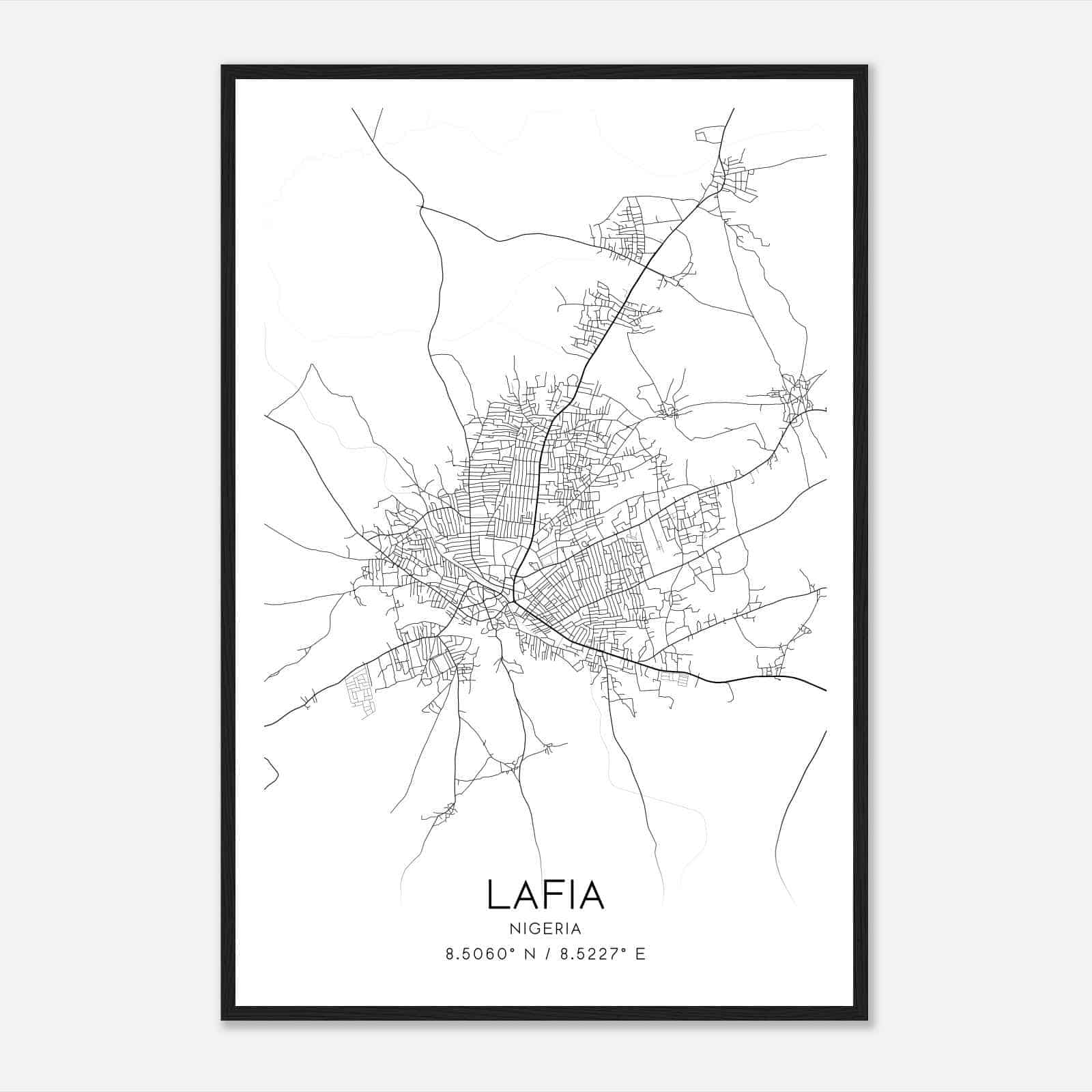Lafia Nigeria Map Poster, Lafia City Road Wall Art Print - Custom Maps ...
