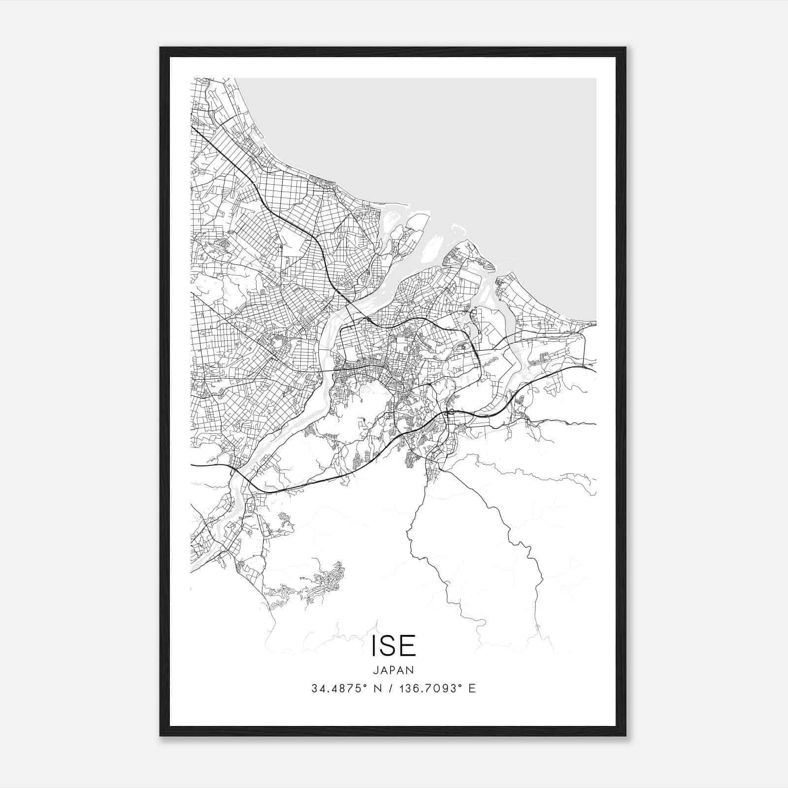 Ise Japan Map Poster, Ise City Road Wall Art Print - Custom Maps & Posters