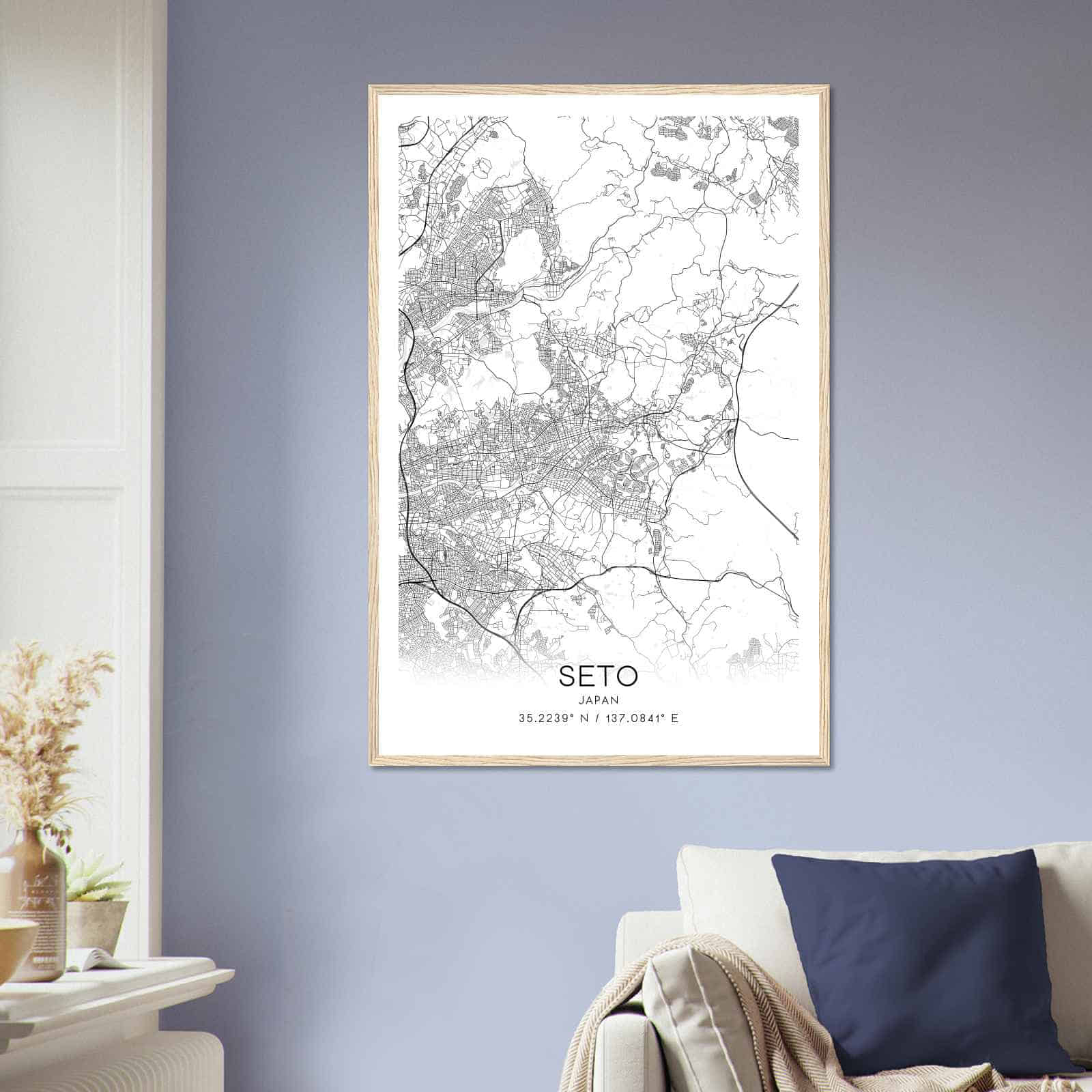 Seto Japan Map Poster, Seto City Road Wall Art Print - Custom Maps & Posters