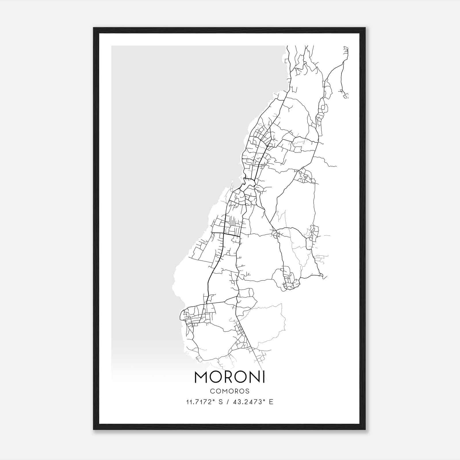 Moroni Comoros Map Poster, Moroni City Road Wall Art Print - Custom ...