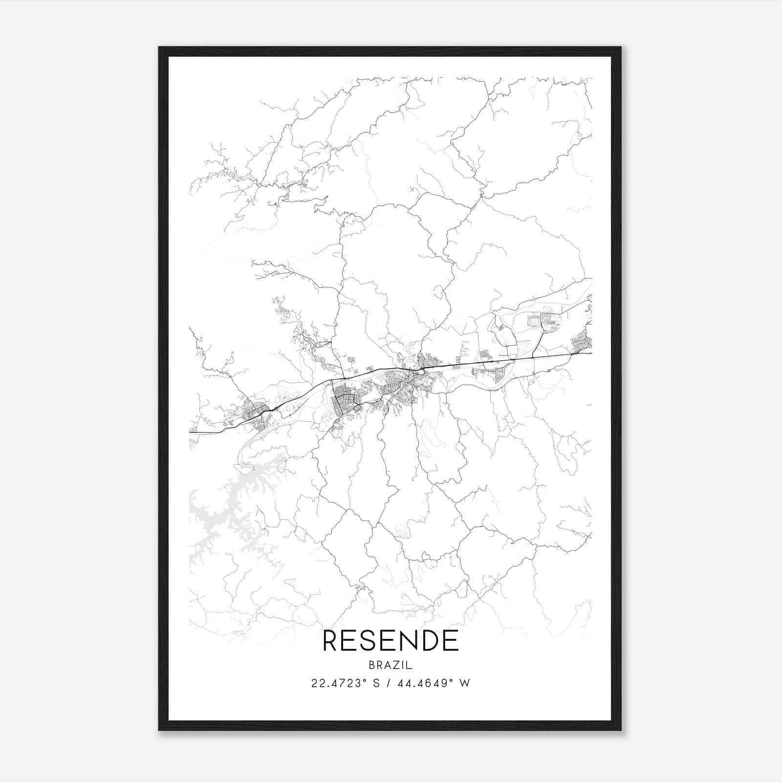 Resende Brazil Map Poster, Resende City Road Wall Art Print - Custom ...