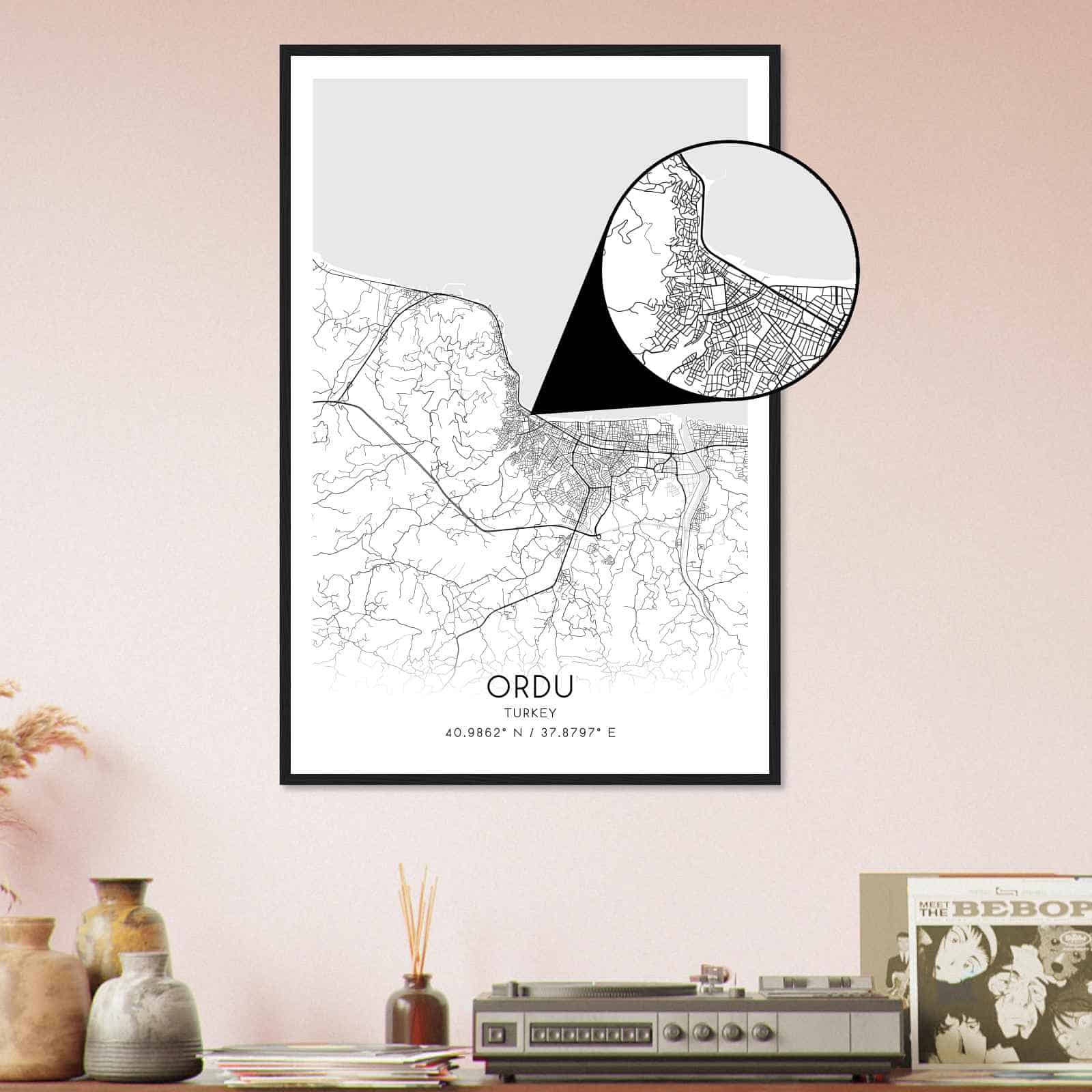 Ordu Turkey Map Poster, Ordu City Road Wall Art Print - Custom Maps ...