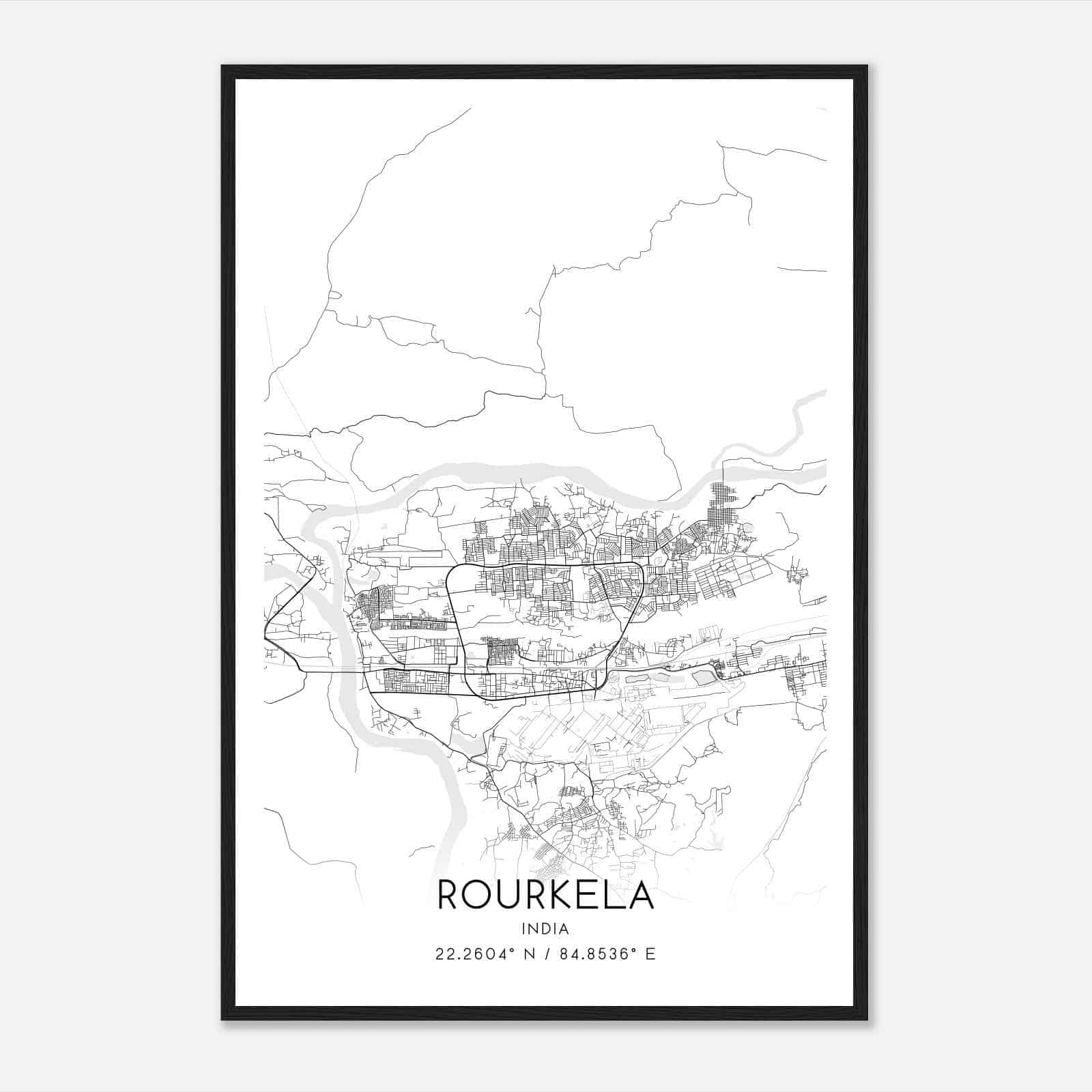 Rourkela India Map Poster, Rourkela City Road Wall Art Print - Custom ...