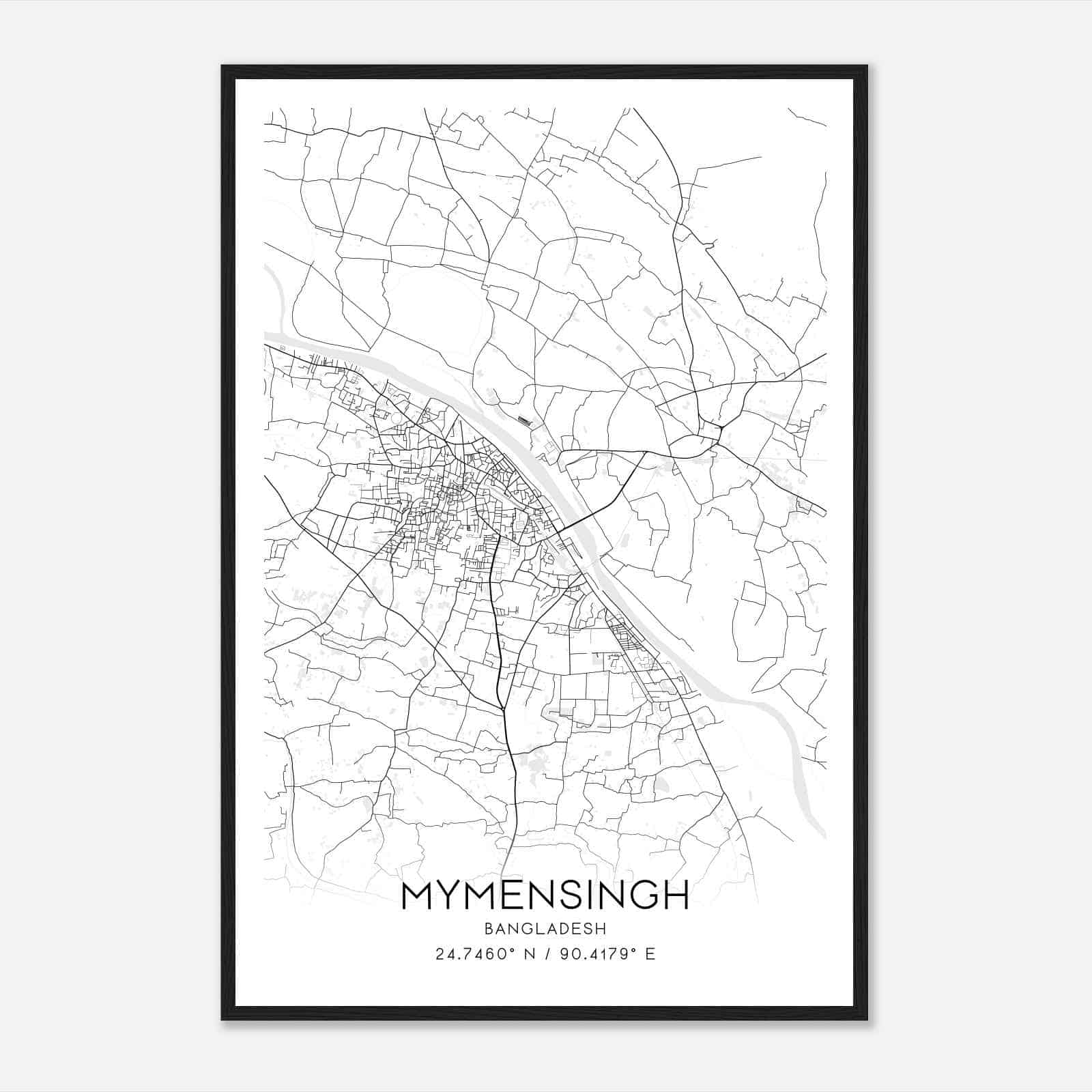 Mymensingh Bangladesh Map Poster, Mymensingh City Road Wall Art Print ...
