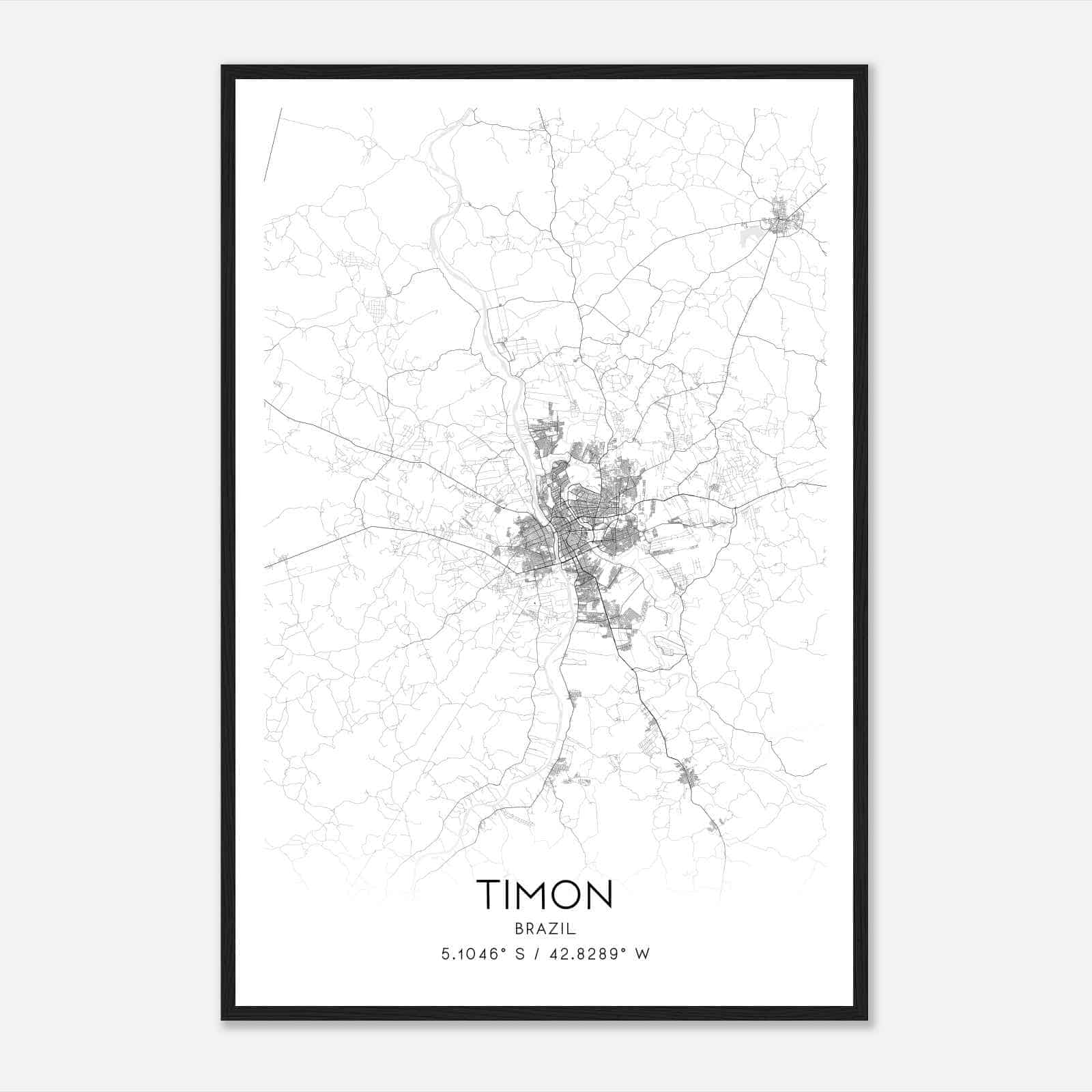 Timon Brazil Map Poster, Timon City Road Wall Art Print - Custom Maps ...