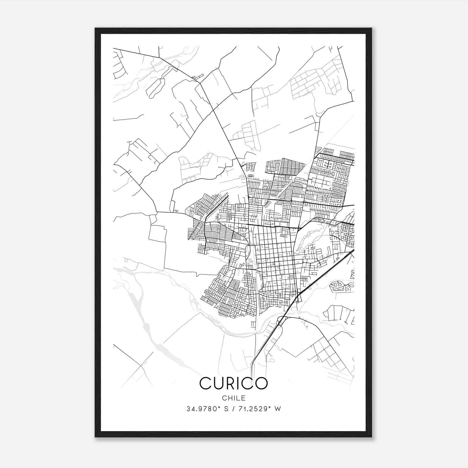 Curico Chile Map Poster, Curico City Road Wall Art Print - Custom Maps ...